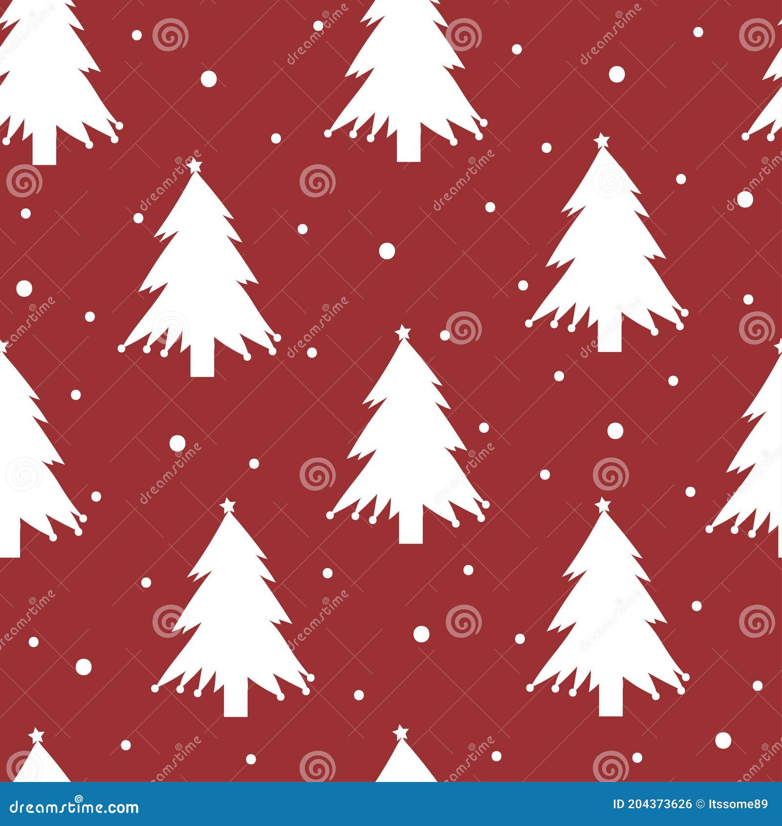 Seamless Pattern with Cute Cartoon Christmas Tree for Fabric Print ...