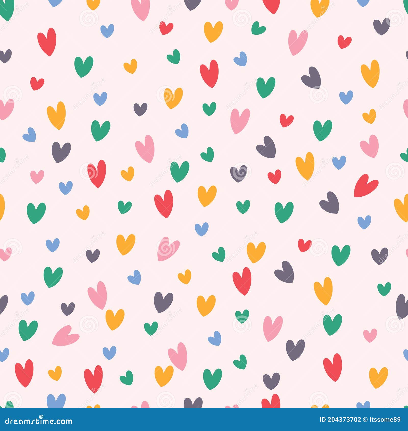 Seamless Pattern with Cartoon Colorful Heart for Fabric Print, Textile ...