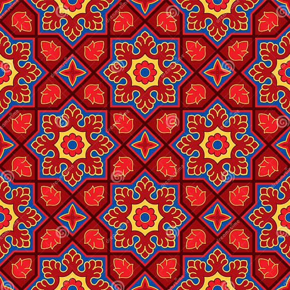 Sindhi Traditional Pattern Background, Red & Blue Wallpaper, Vector ...