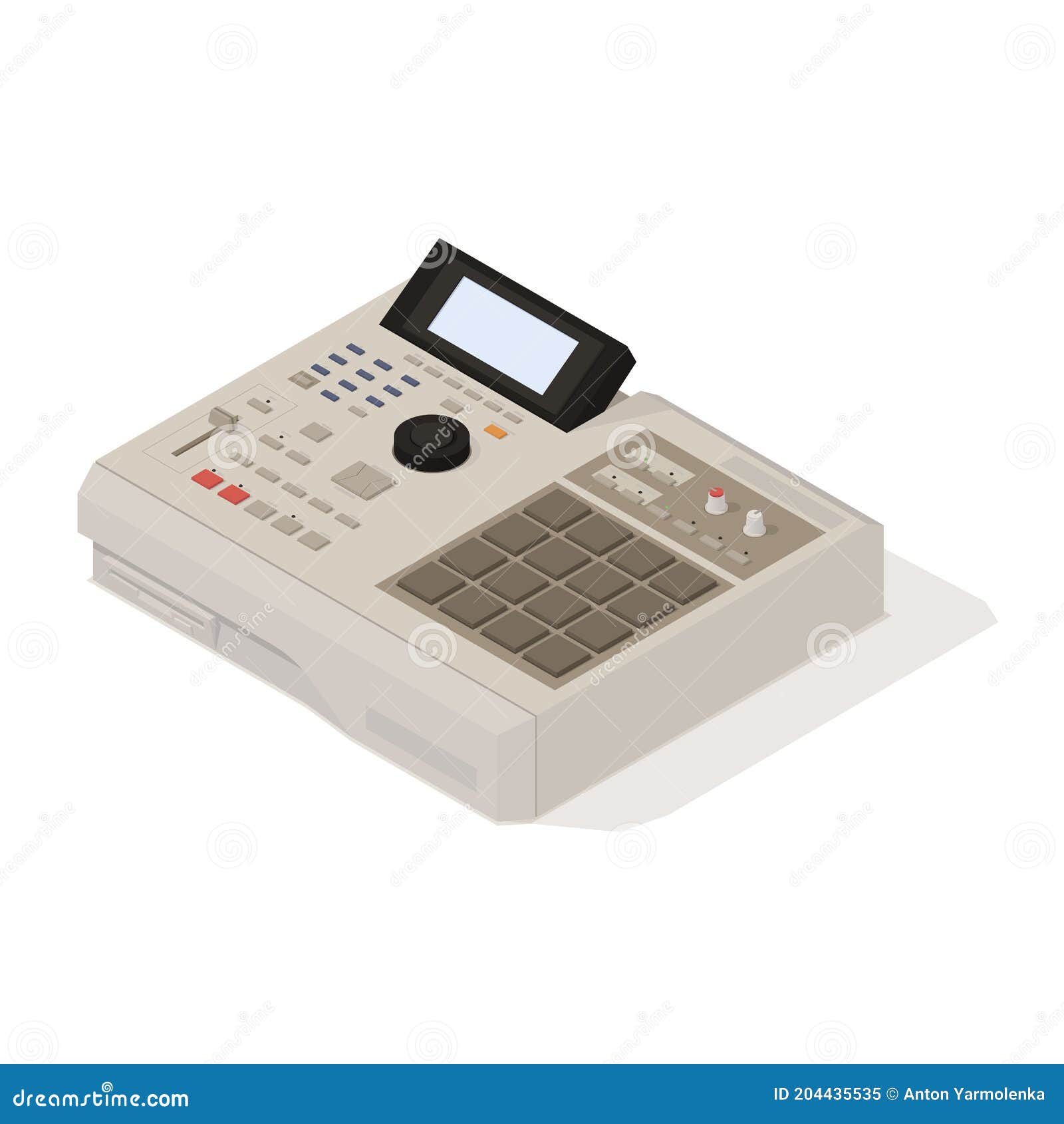 Vector Old School 90s Drum Machine in Isometric 3D Style Isolated on ...