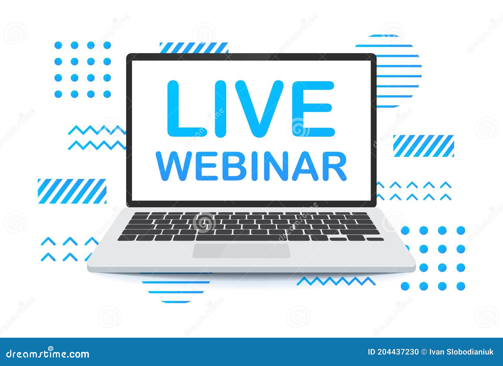 Live Webinar, Laptop Icon. Live Webinar Label on Laptop Screen. Flat ...