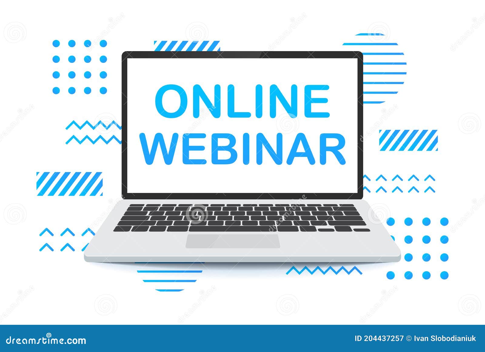 Online Webinar, Laptop Icon. Live Webinar Label on Laptop Screen. Flat ...