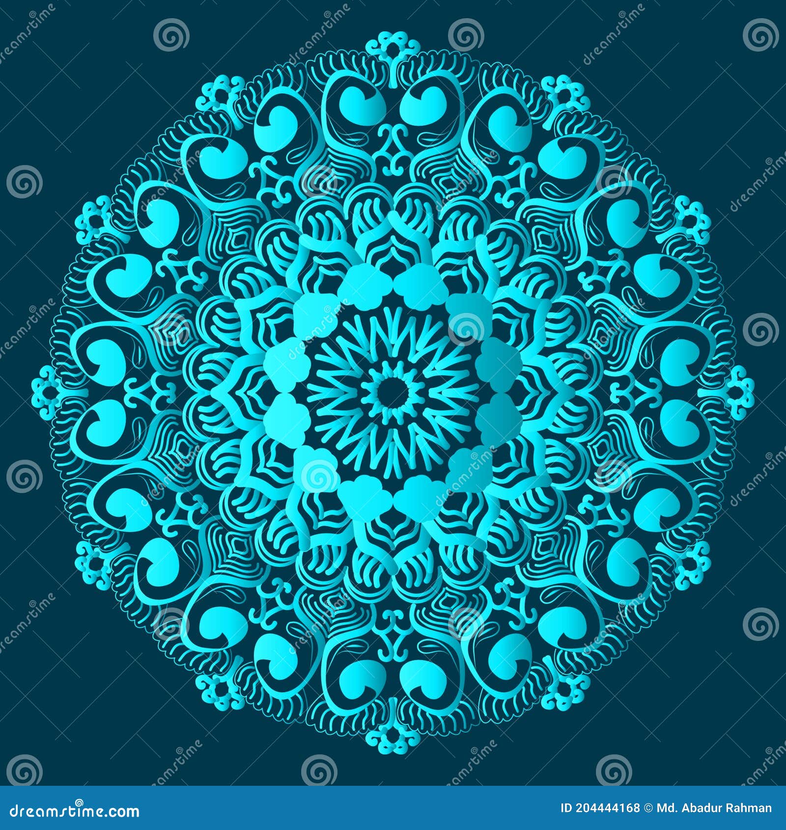 Arabesque Greenish Blue Color Ornamental Background Design Stock Vector ...