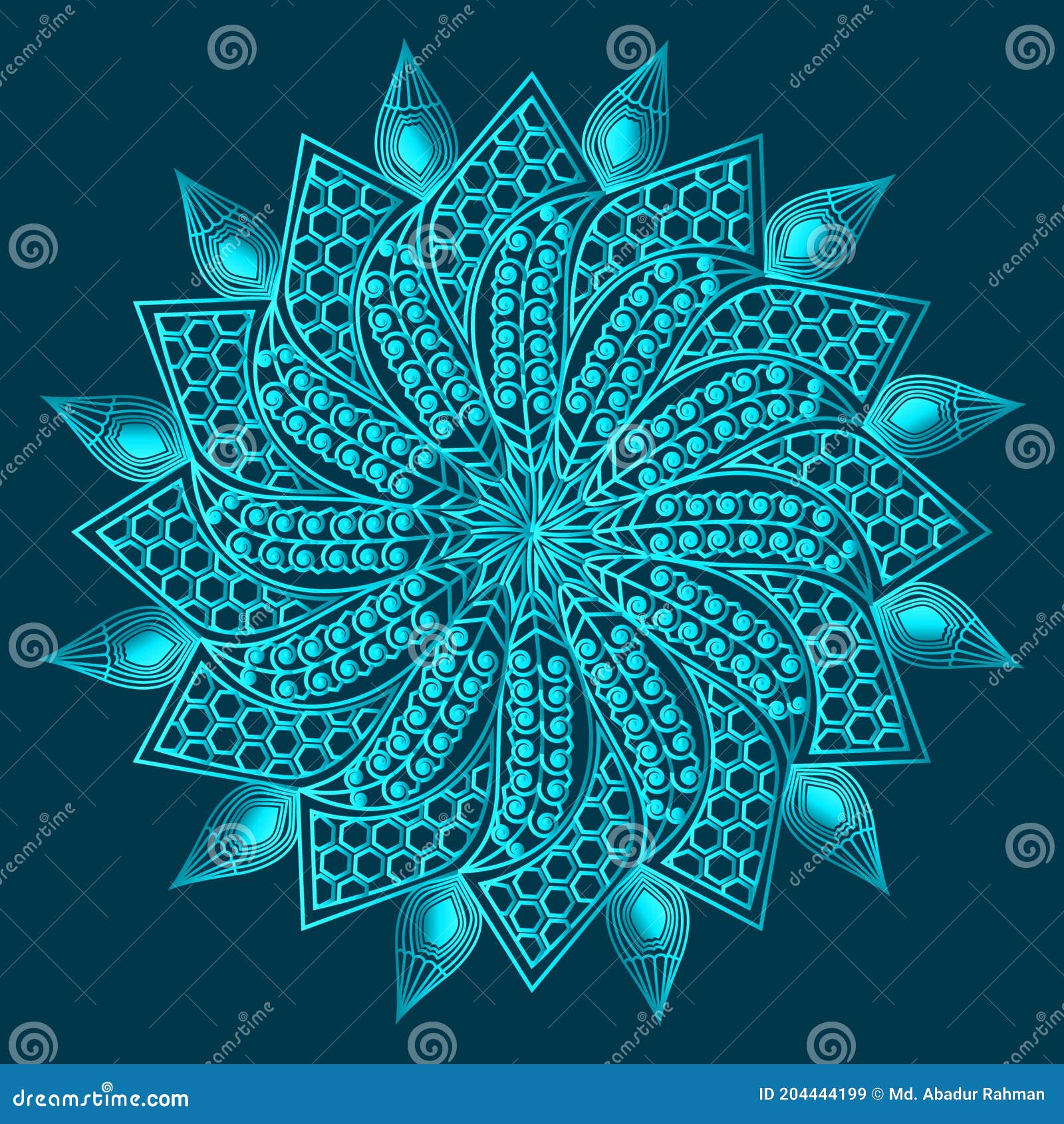 Turquoise Color Ornamental Mandala Background Design of Premium ...
