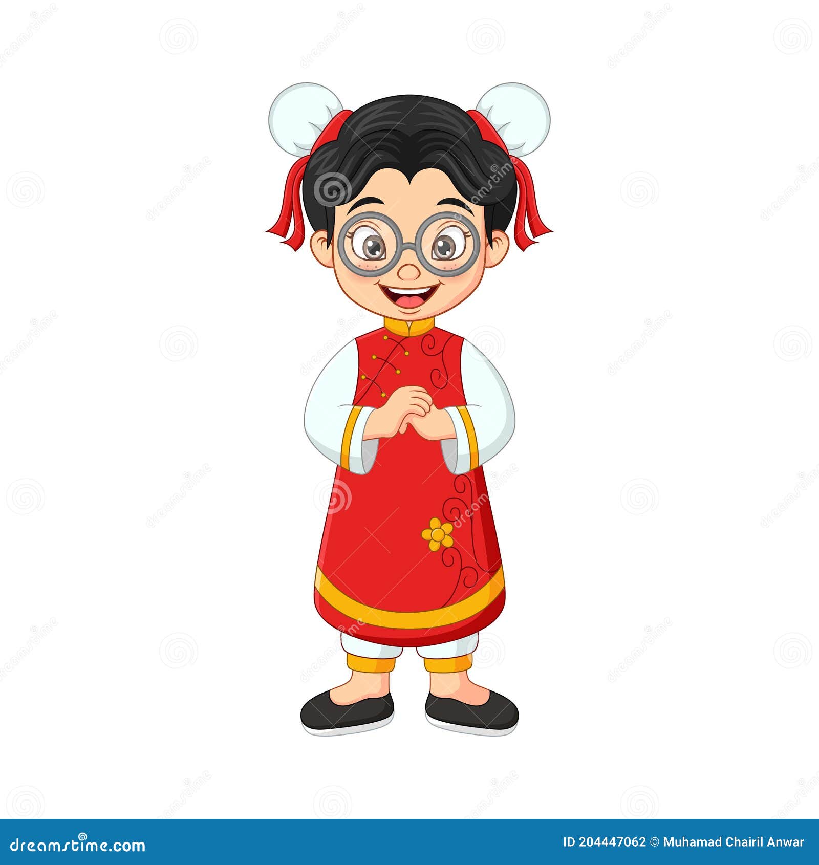 Cartoon Chinese Girl Wearing Traditional Costume Stock Vector ...