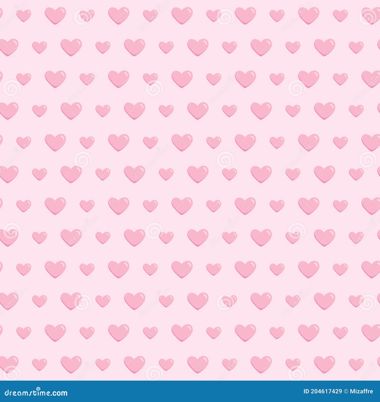 Valentine`s Day Seamless Pink Heart Shape Pattern with Light Pink Color ...