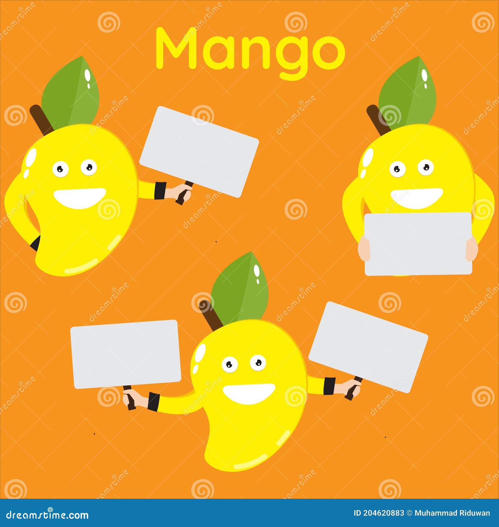 Cute Mango Mascot Holding a Chalkboard Stock Vector - Illustration of ...