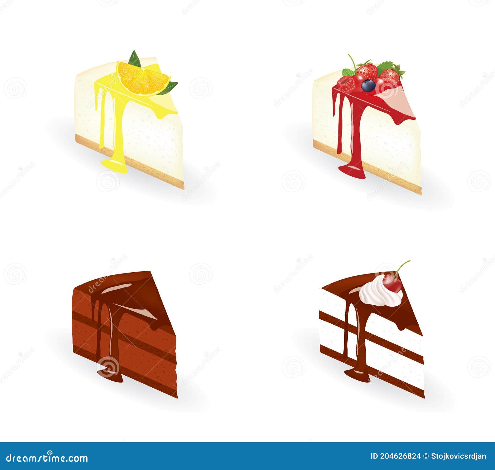 Cake piece set stock vector. Illustration of crisp, cottage - 204626824