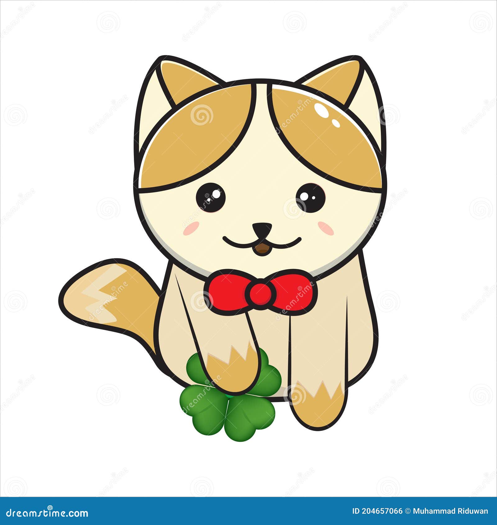 A Cat with Leaf Clover Vector Illustration Stock Vector - Illustration ...
