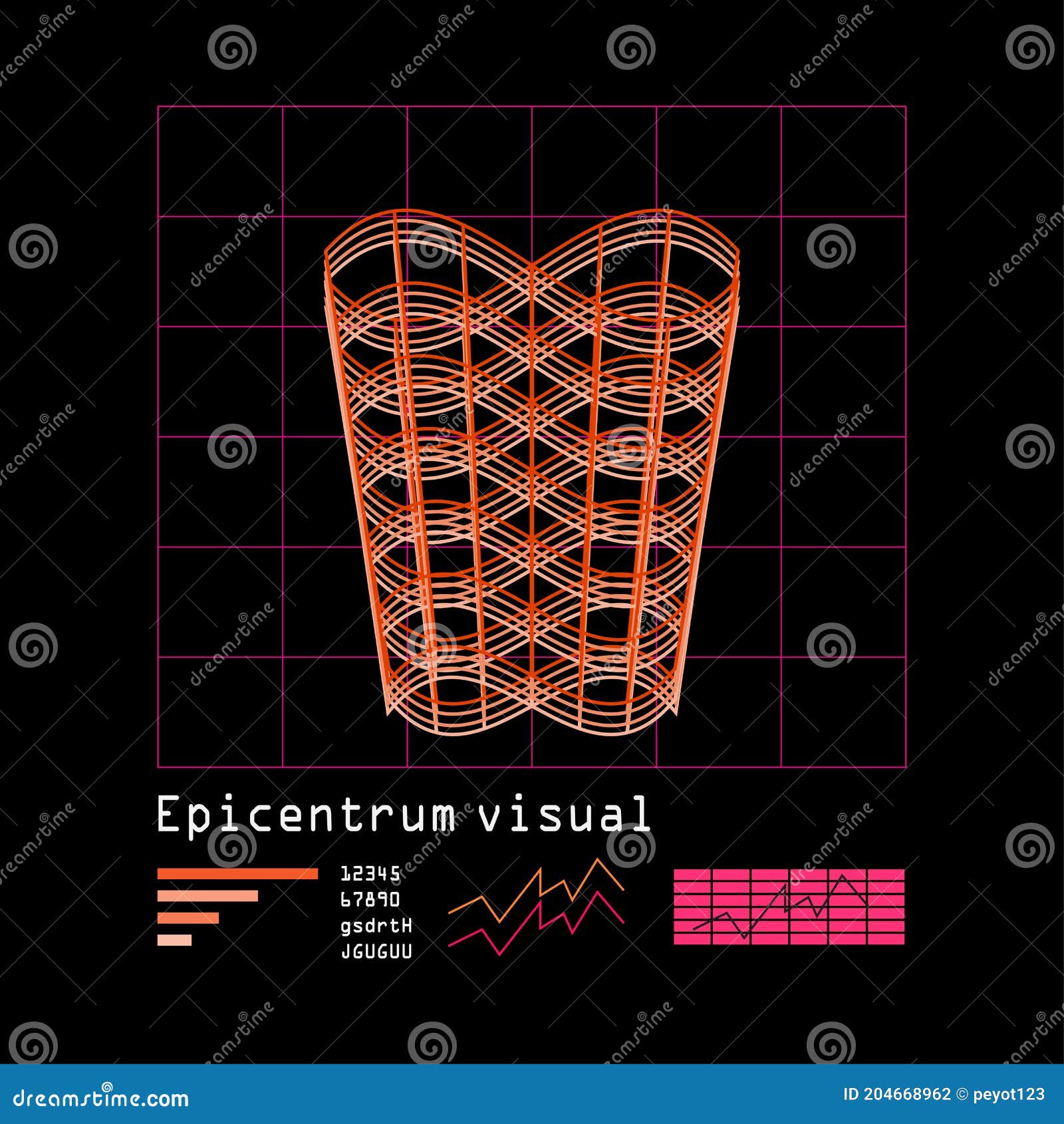 Graphic Tee Design with Visual Building and Epicenter Symbol Stock ...
