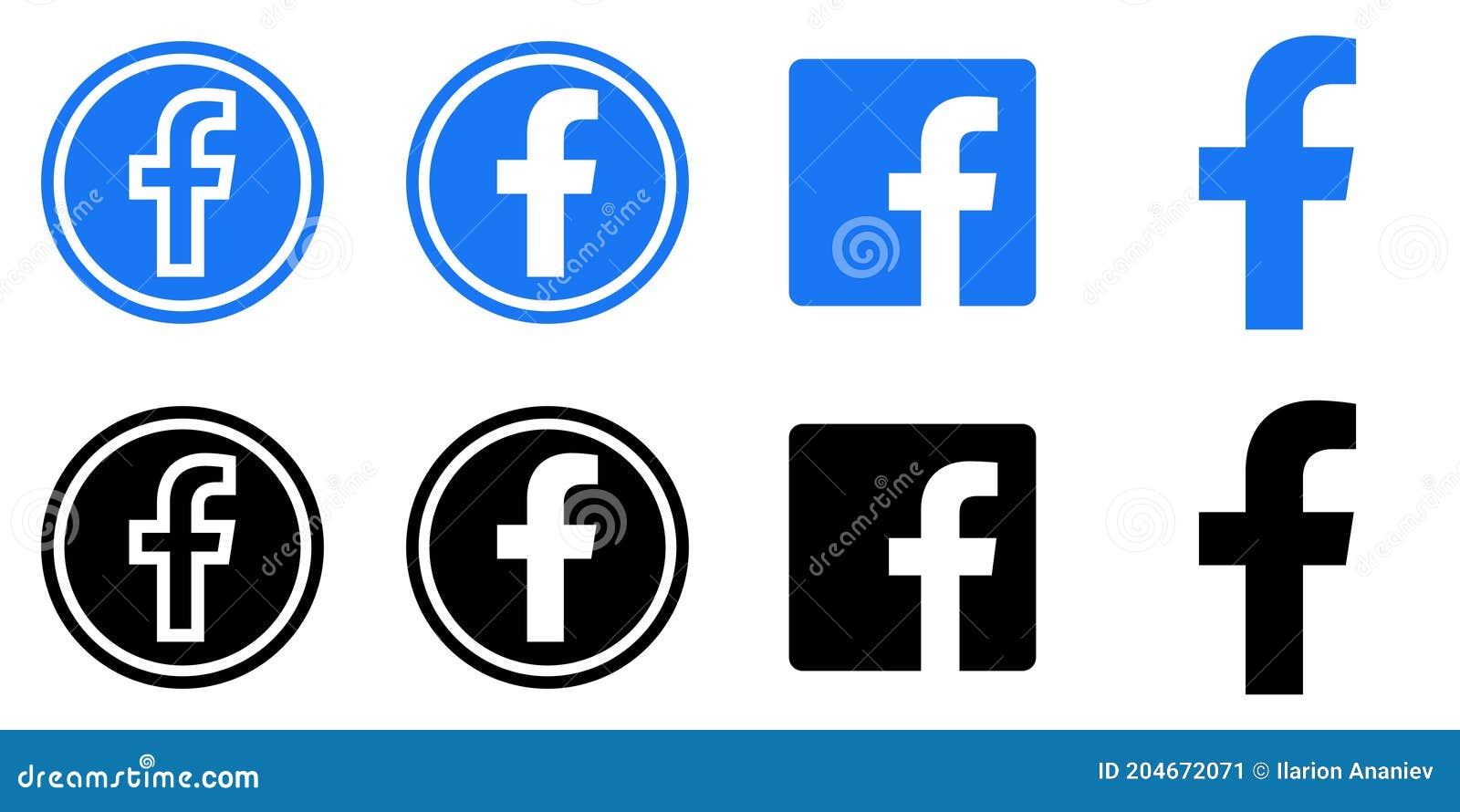 Facebook Logo - Vector Set Collection - Black Silhouette Shape ...