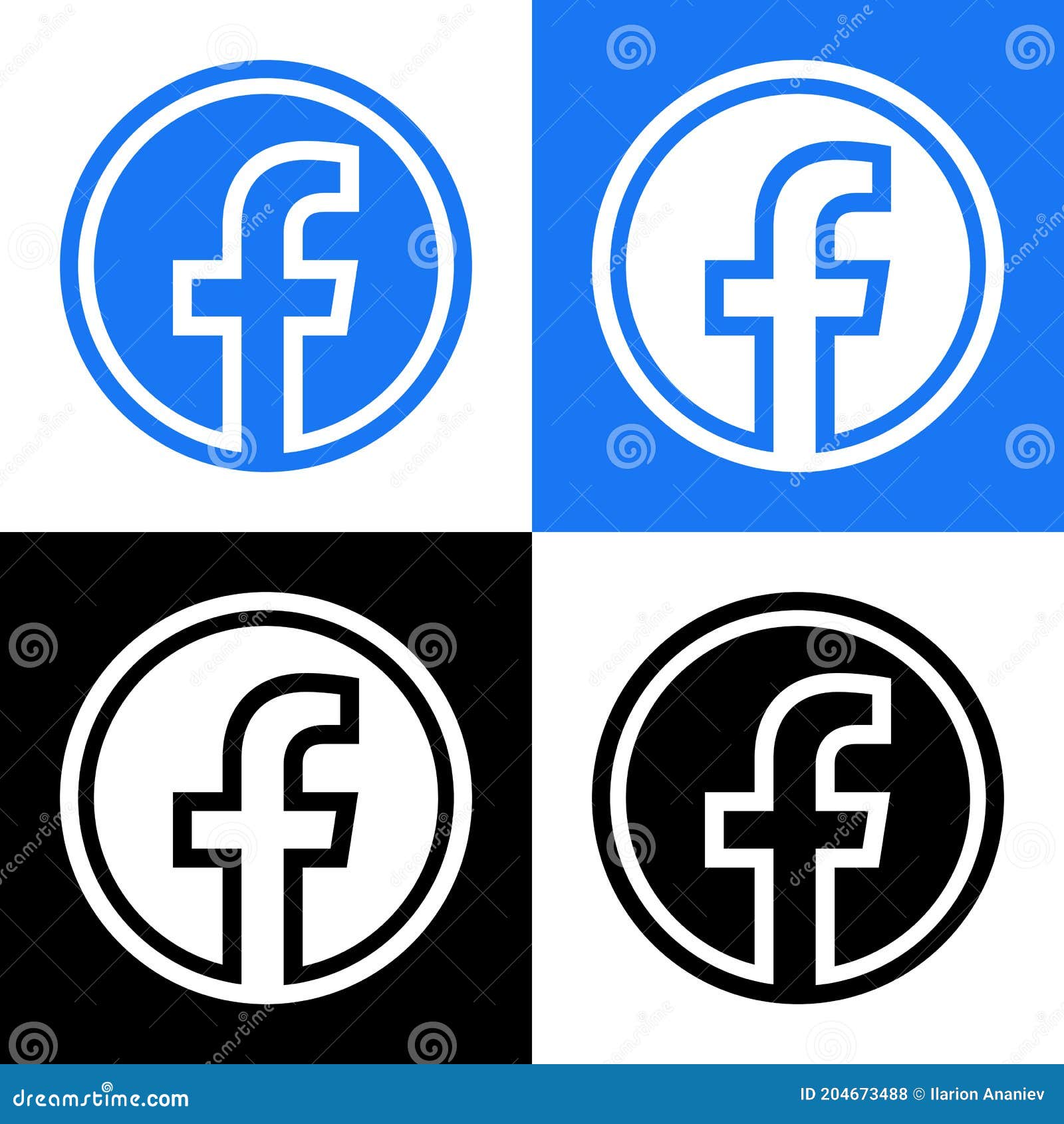 Facebook Logo - Vector Set Collection - Black Silhouette Shape ...