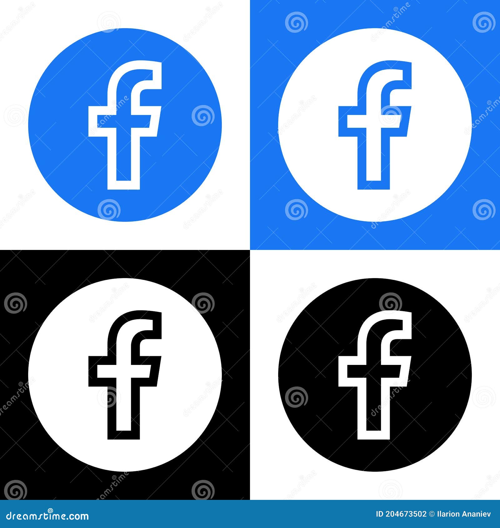 Facebook Logo - Vector Set Collection - Black Silhouette Shape ...