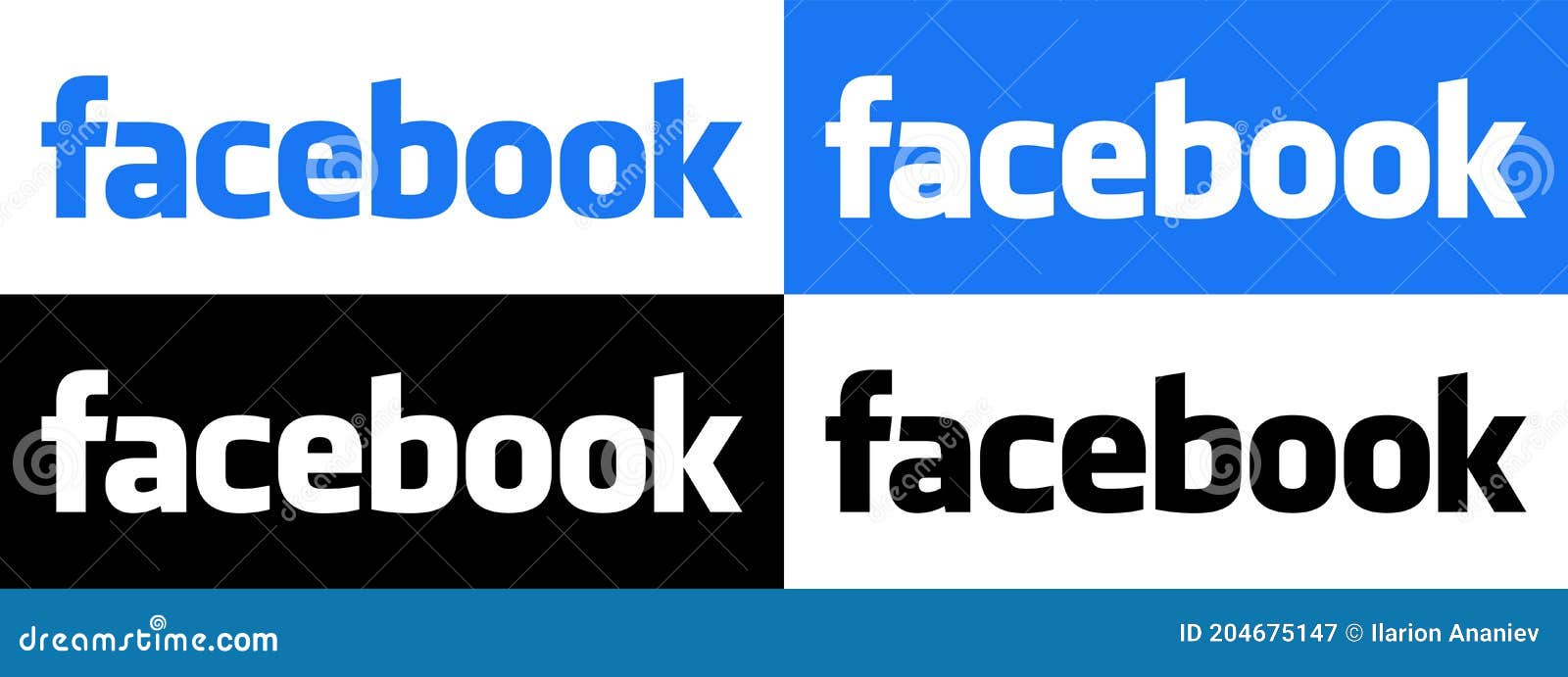 Facebook Text Logo - Vector Set Collection - Black Silhouette - Latest ...