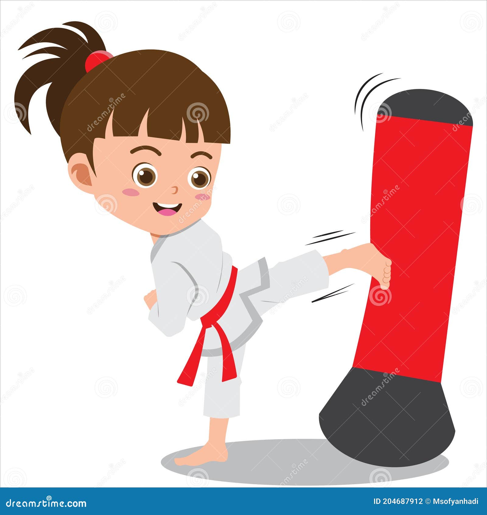 Kid Exercising with Punching Bag Stock Vector - Illustration of cute ...