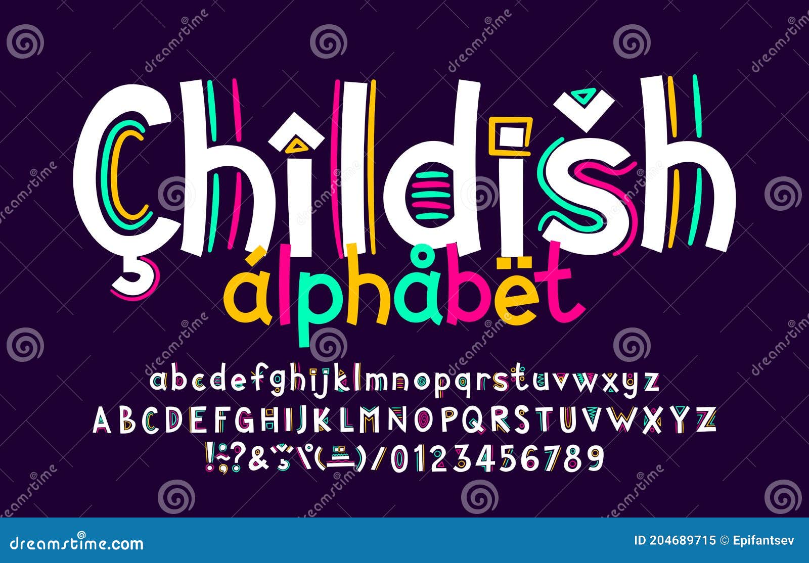 Childish Alphabet Font. Hand Drawn Uppercase and Lowercase Letters ...