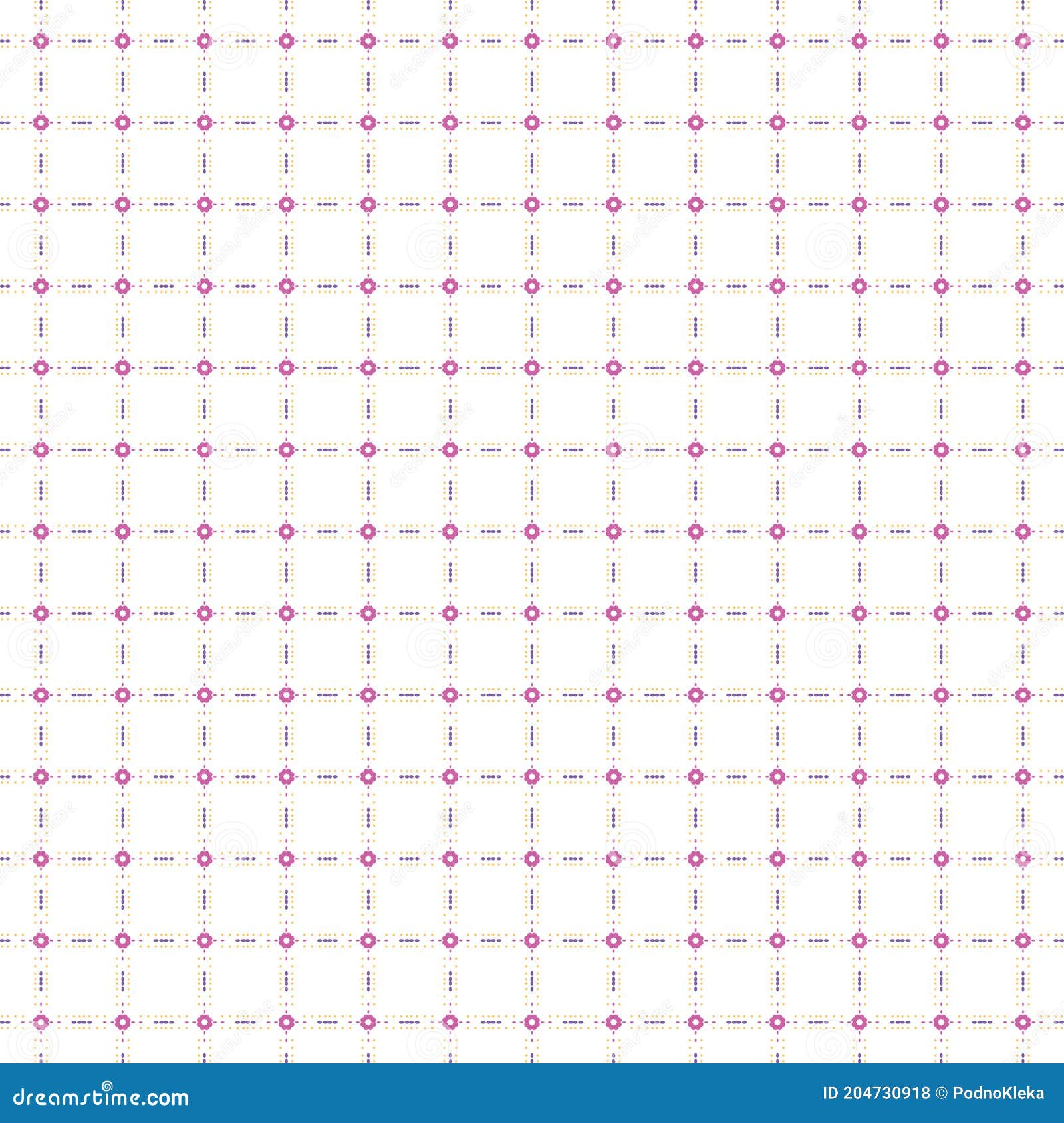 Abstract Outlined Pink Cross Circle Dots Vector Seamless Pattern ...