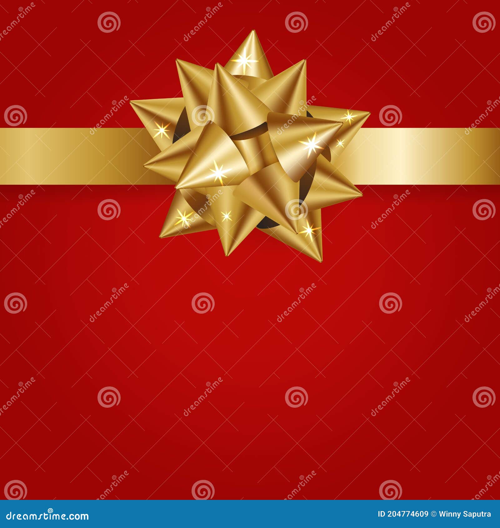Gold Ribbon Decoration on Red Paper Gift Present for Celebration. Blank ...