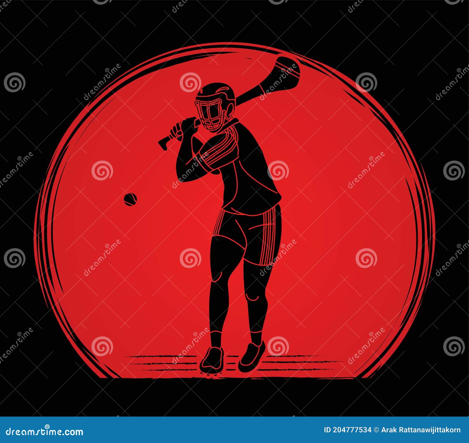 Irish Hurley Sport. Hurling Sport Player Action Cartoon Graphic Vector ...