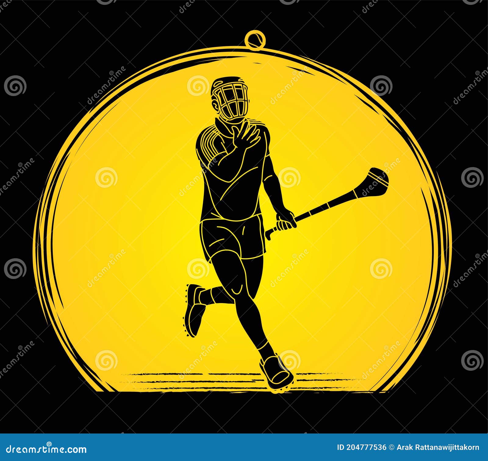 Irish Hurley Sport. Hurling Sport Player Action Cartoon Graphic Vector ...