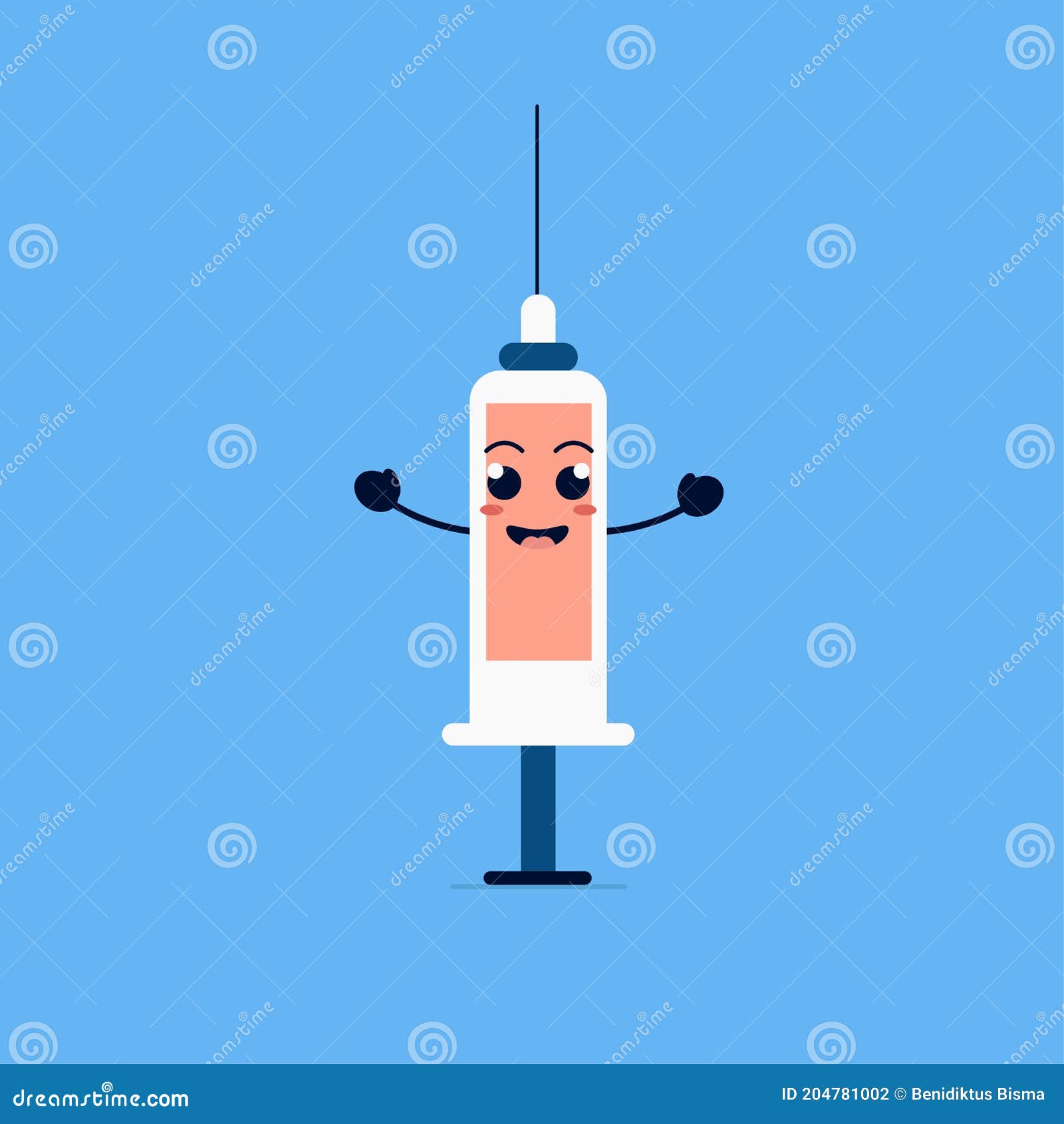 Syringe Cartoon with Japanese Kawaii Style Stock Vector - Illustration ...