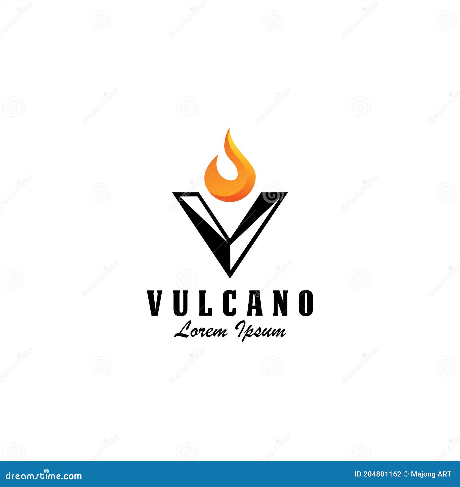 Letter V Volcano, Volcano Eruption Logo. Stock Vector - Illustration of ...