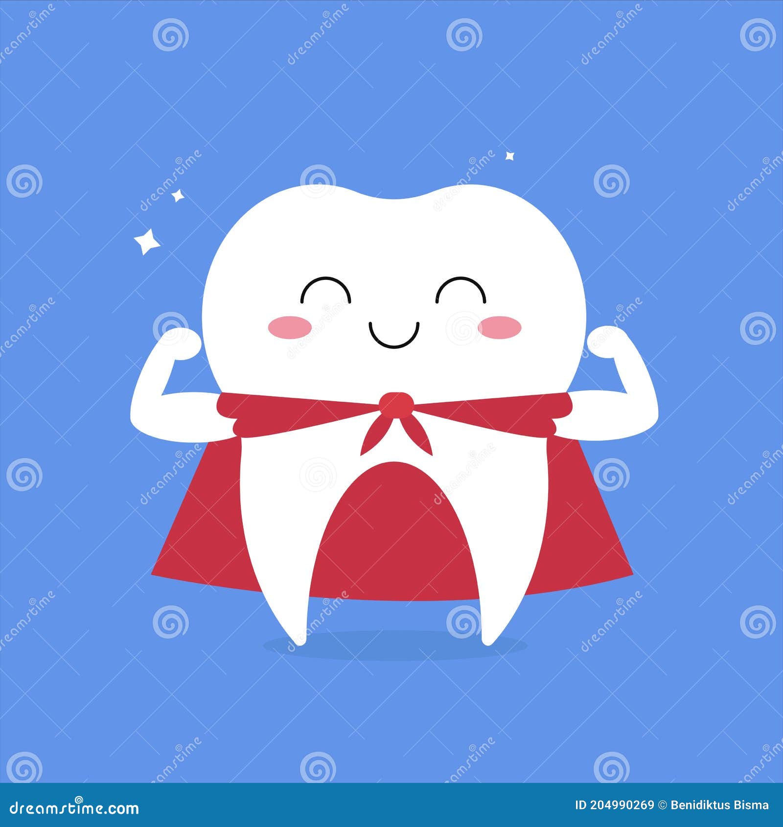 Strong Cute Superhero Tooth Vector Illustration Stock Vector ...