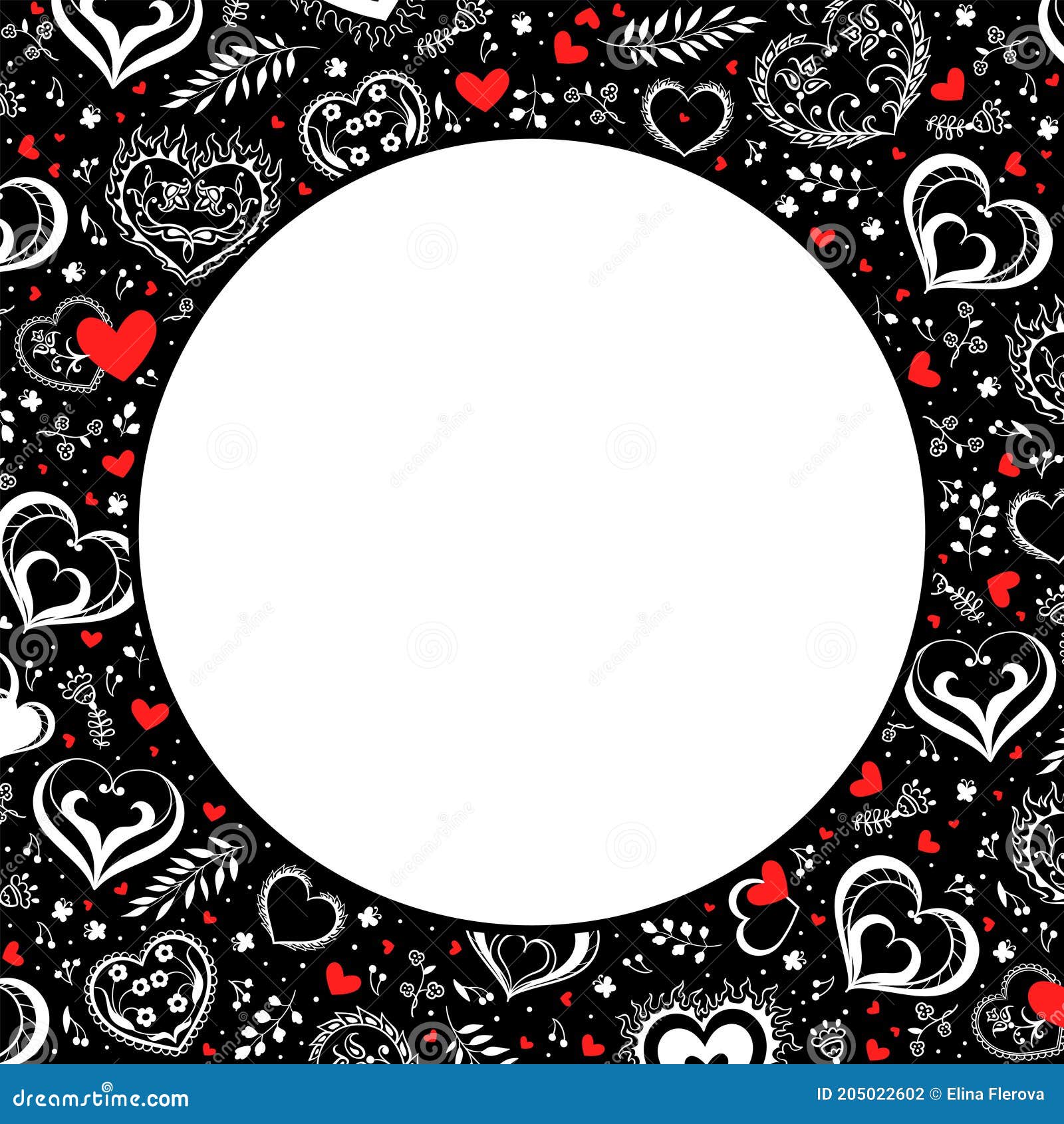 Vector Circle Frame with Space for Your Text. Leaves, Butterflies, and ...