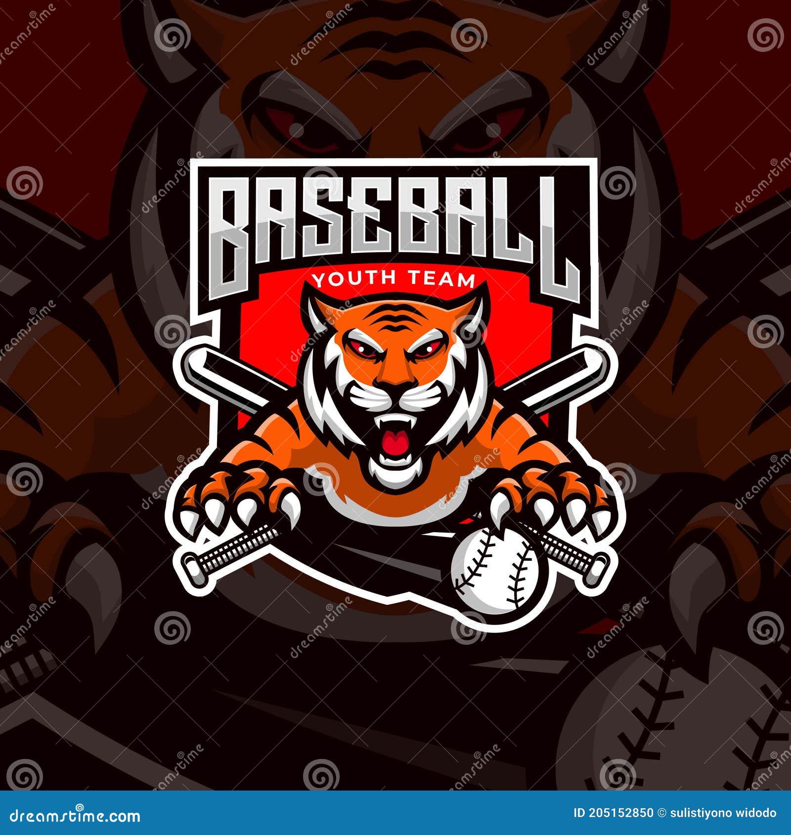 Tiger Mascot for Logo Baseball Design Vector Stock Vector ...