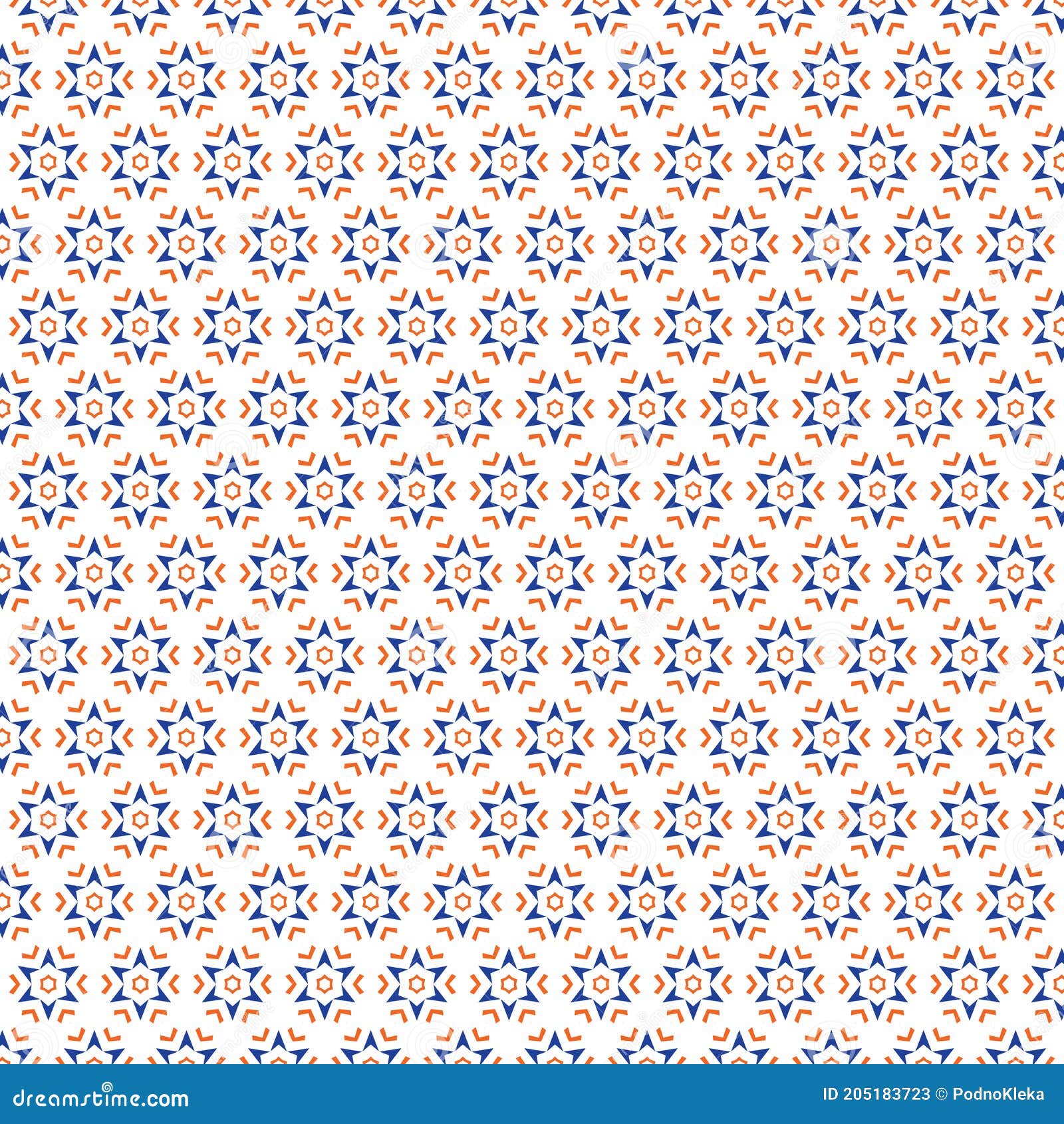 Orange Blue Stars Outline Geometric Fabric Print Texture. Vector ...