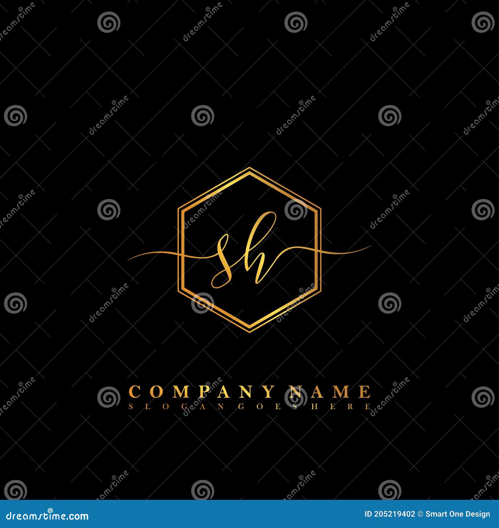 Initial Letter SH Beauty Handwriting Logo Vector Stock Vector ...