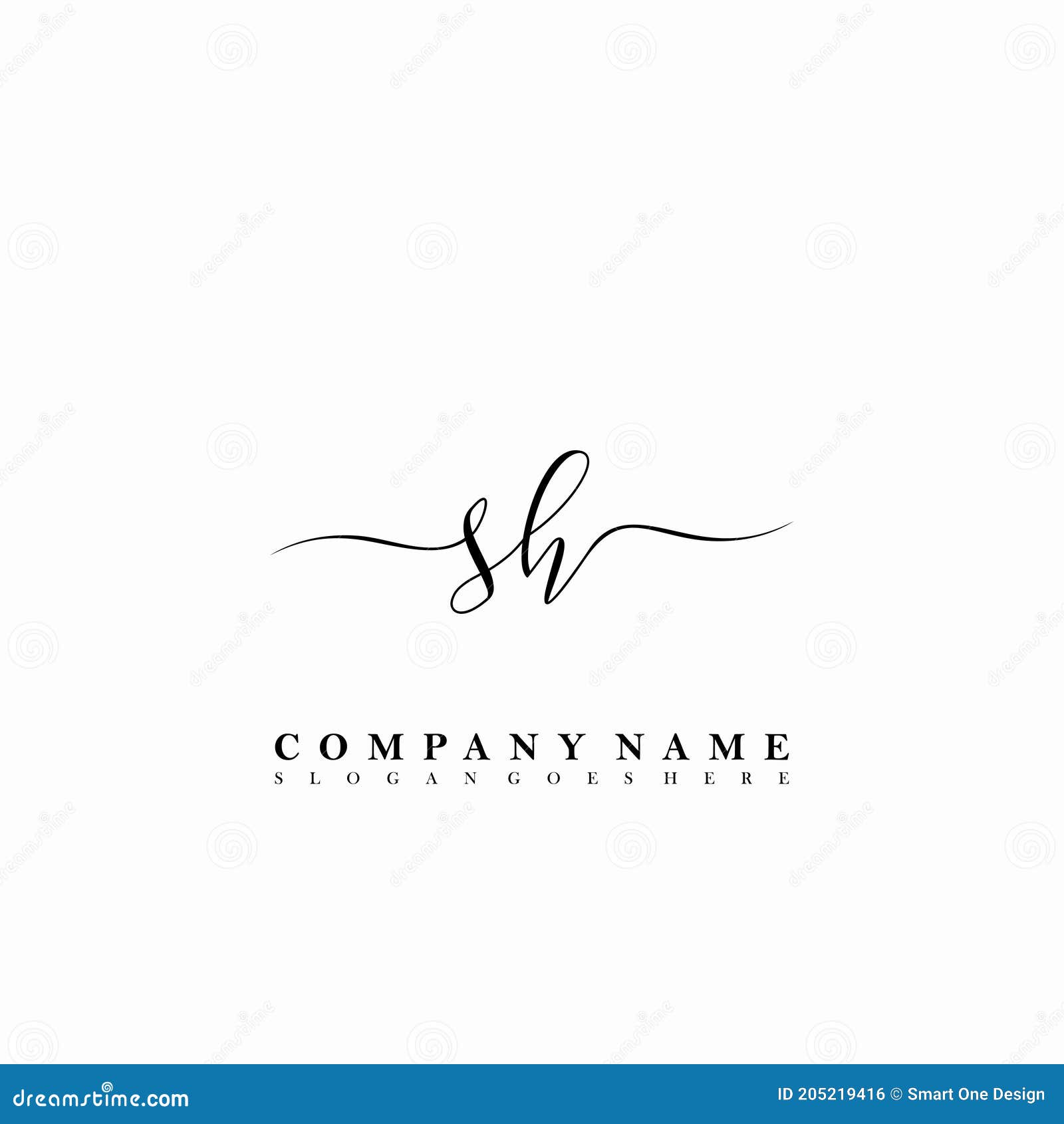 Initial Letter SH Beauty Handwriting Logo Vector Stock Vector ...