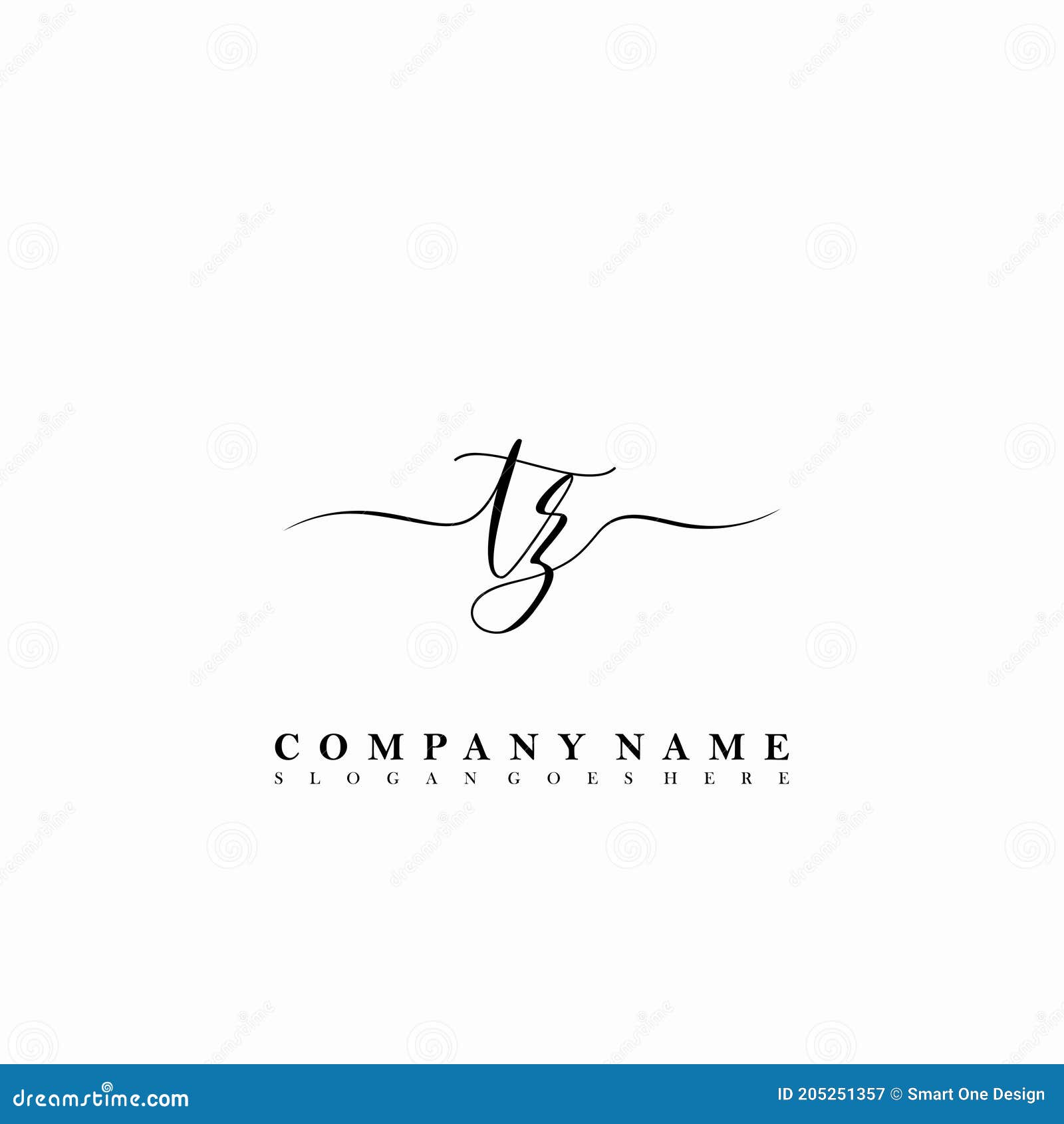 Initial Letter TZ Beauty Handwriting Logo Vector Stock Vector ...