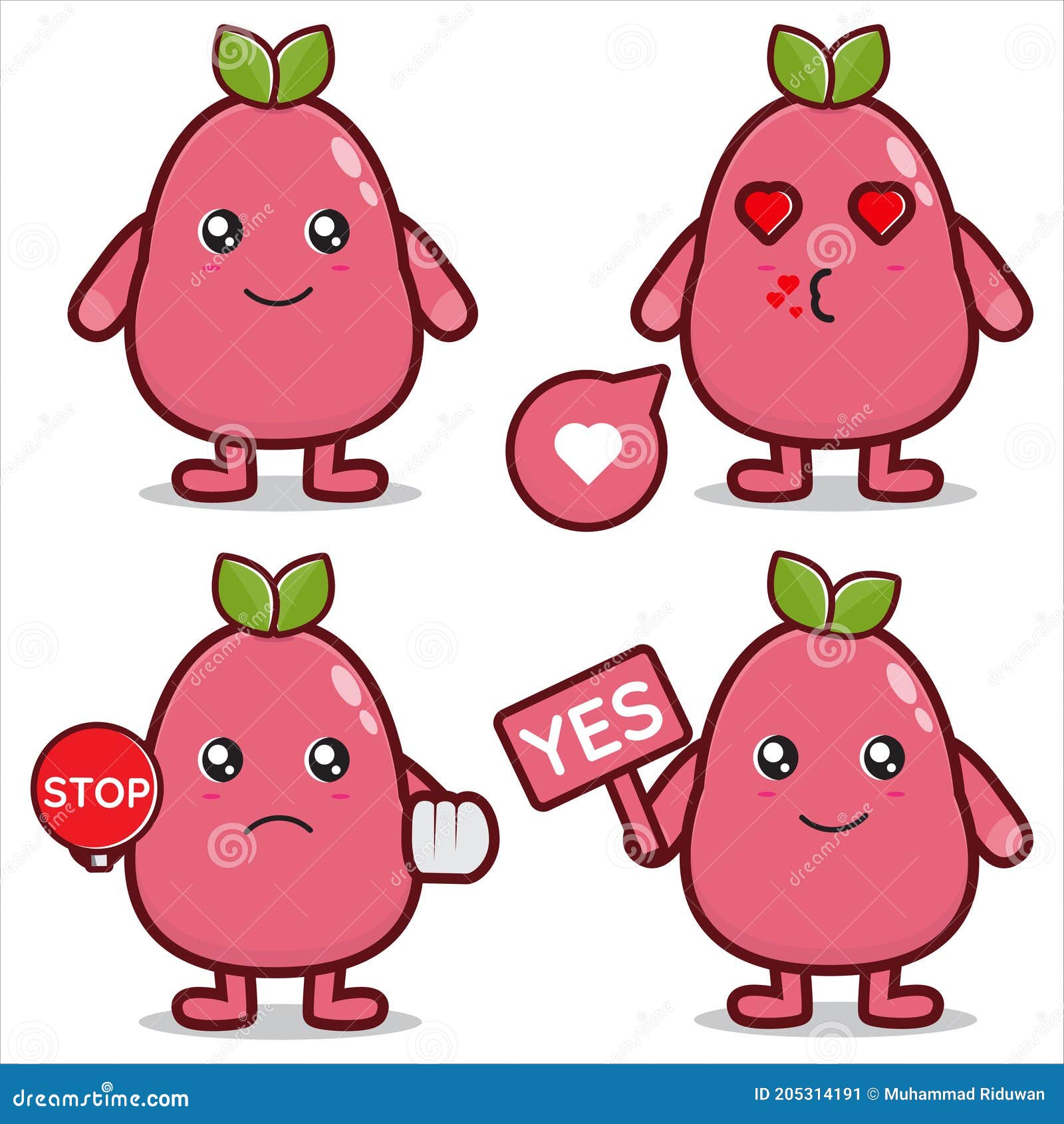 Cute Guava Emoticon Vector Illustration | CartoonDealer.com #117593422