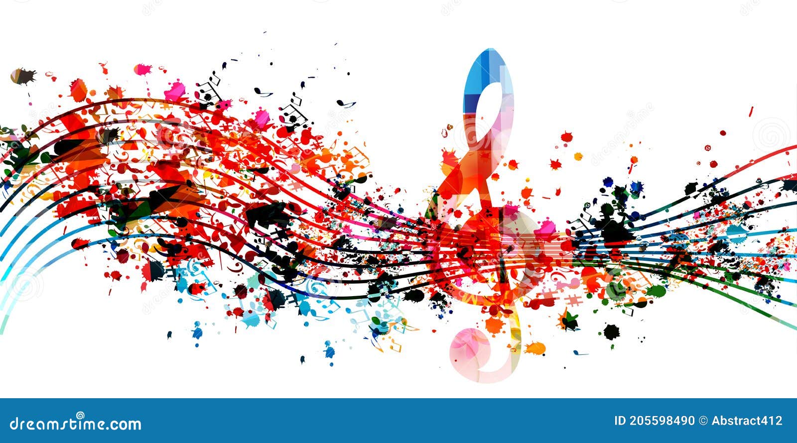 Colorful Musical Promotional Poster with Musical Notes Isolated Vector ...