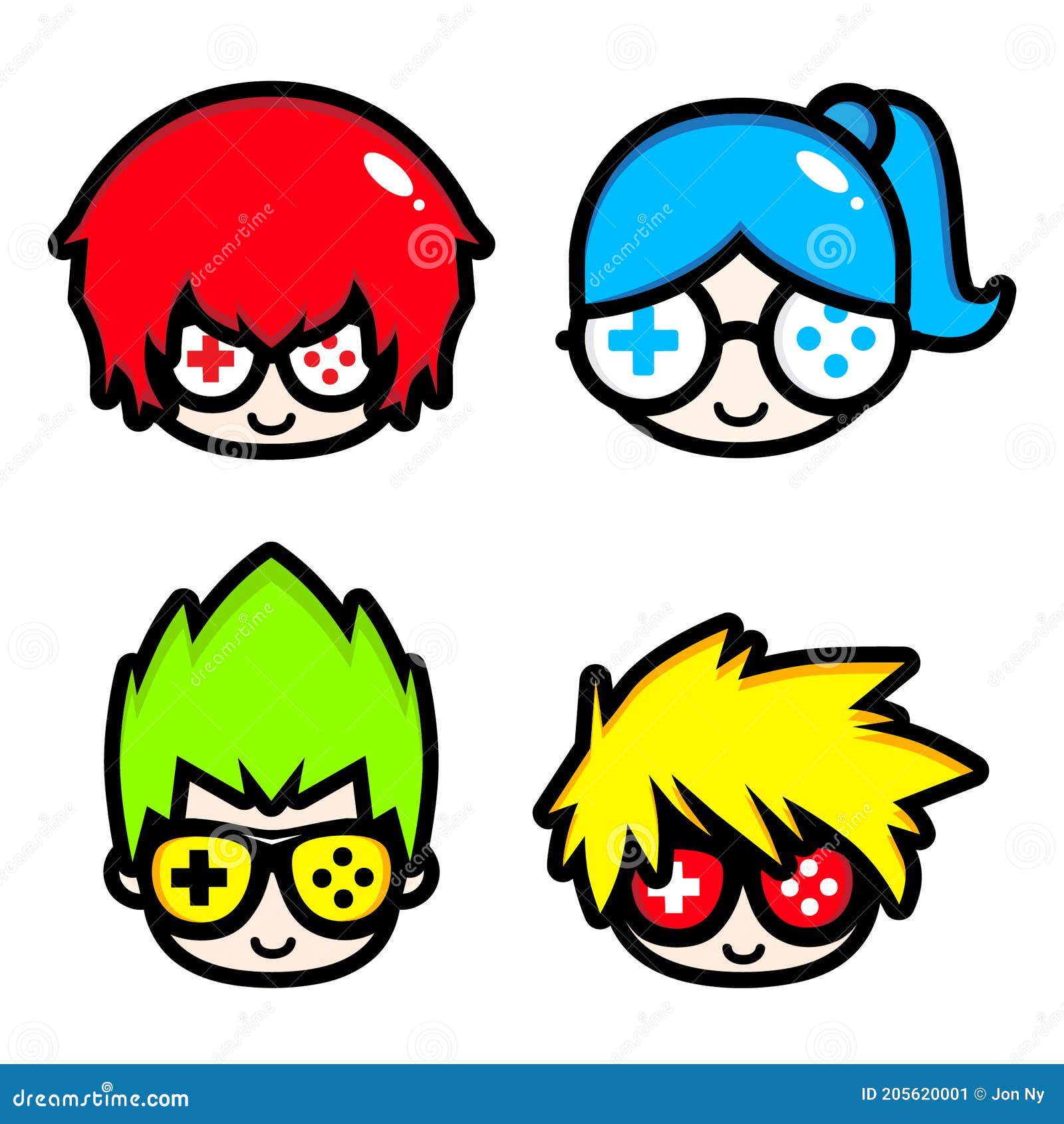 Design Vector Set of Geek Gamer Stock Vector - Illustration of doodle ...