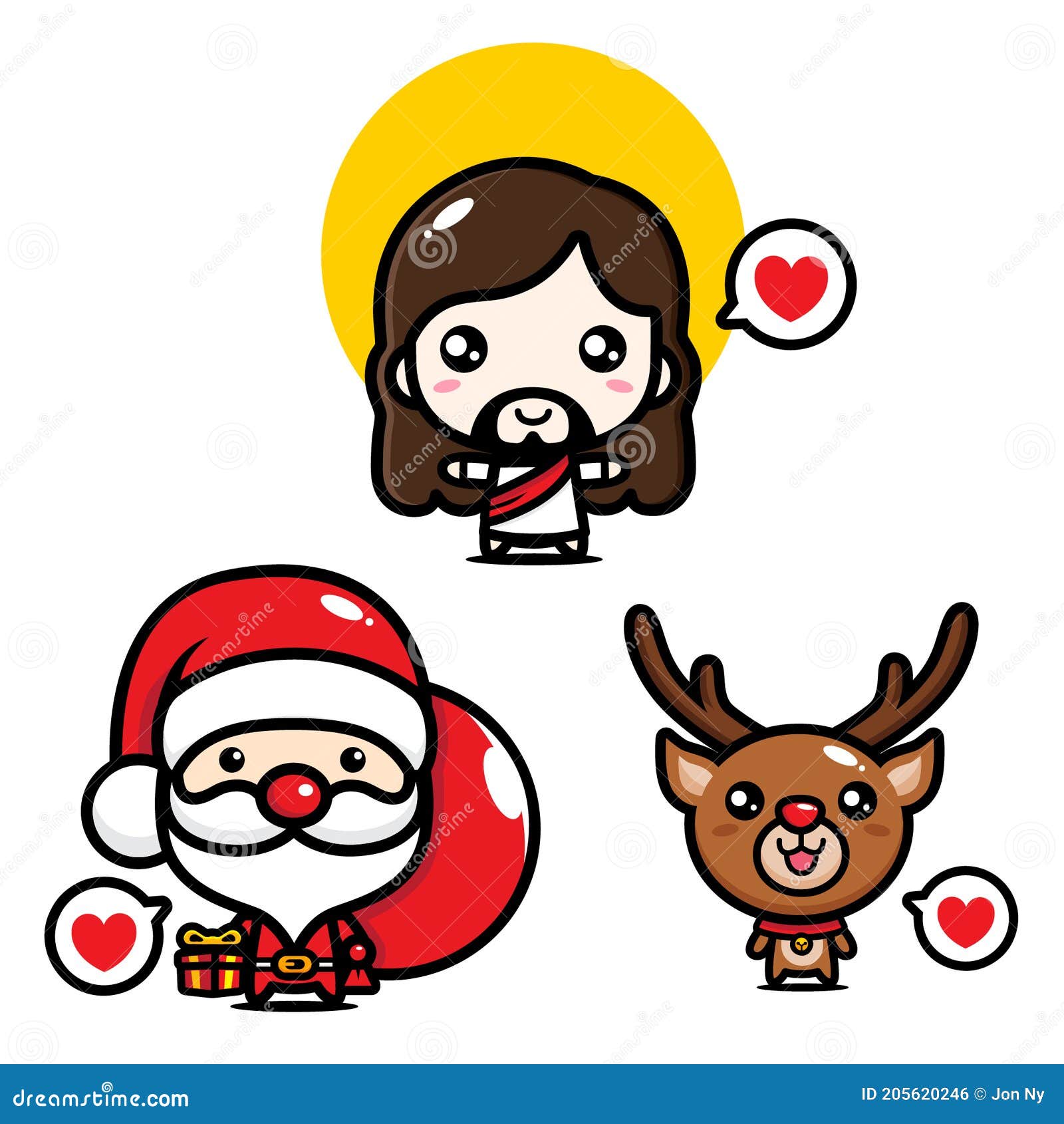 Design Vector Jesus Christ Santa Claus & Reindeer Stock Vector ...