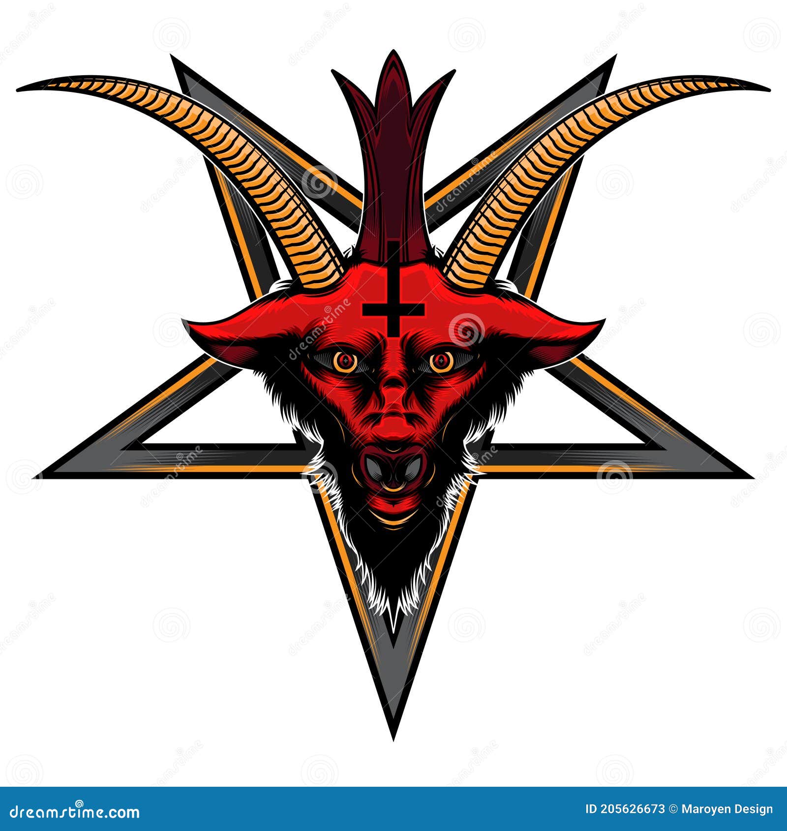 Logo baphomet head, stock vector. Illustration of devil - 205626673