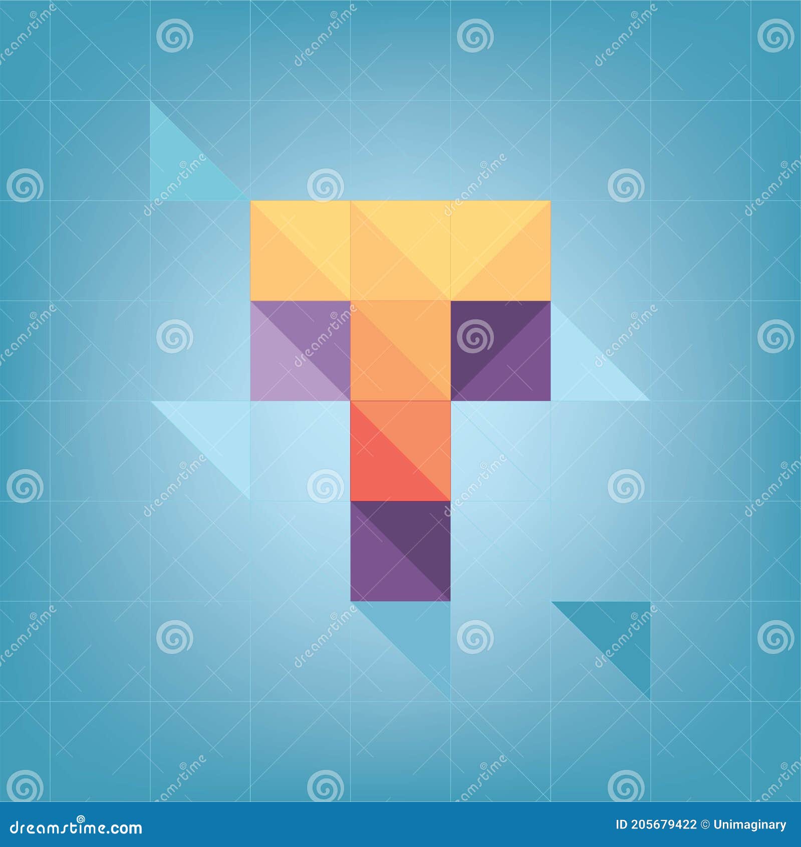 Geometric Color Letter T from Alphabet Composed of Triangles Stock ...