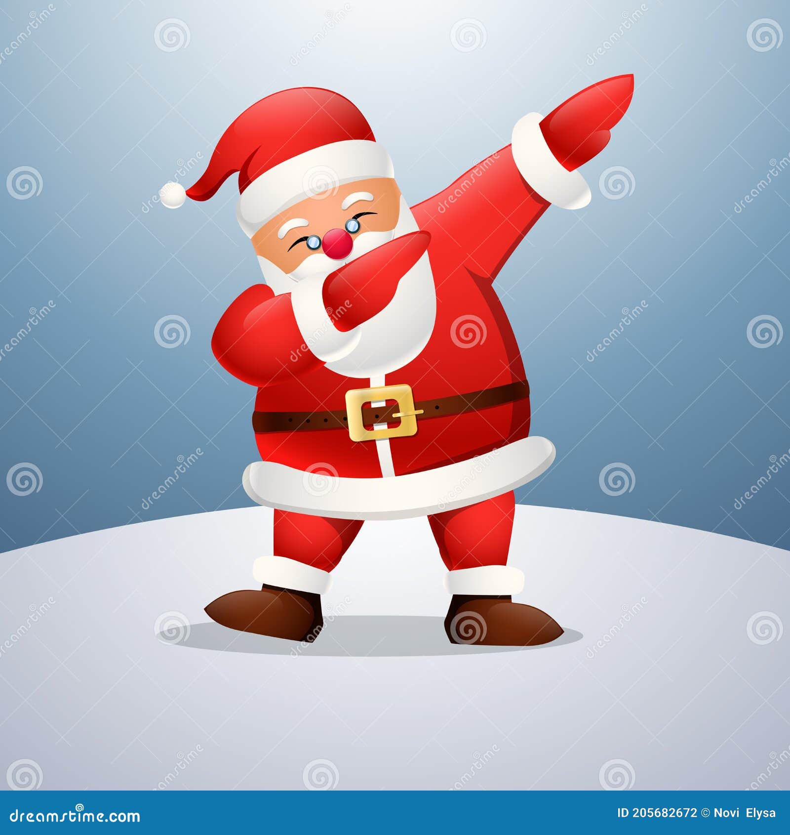 Cartoon Funny Santa Claus Dabbing Dance on the Snow Stock Vector ...