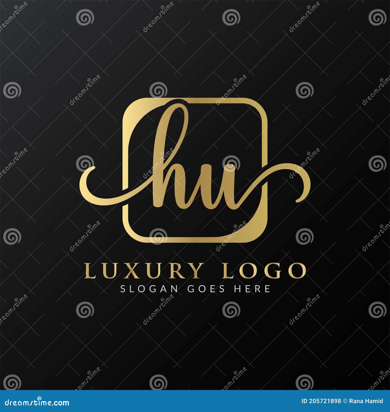 HU Logo Design Vector Template. Initial Luxury Letter HU Vector ...