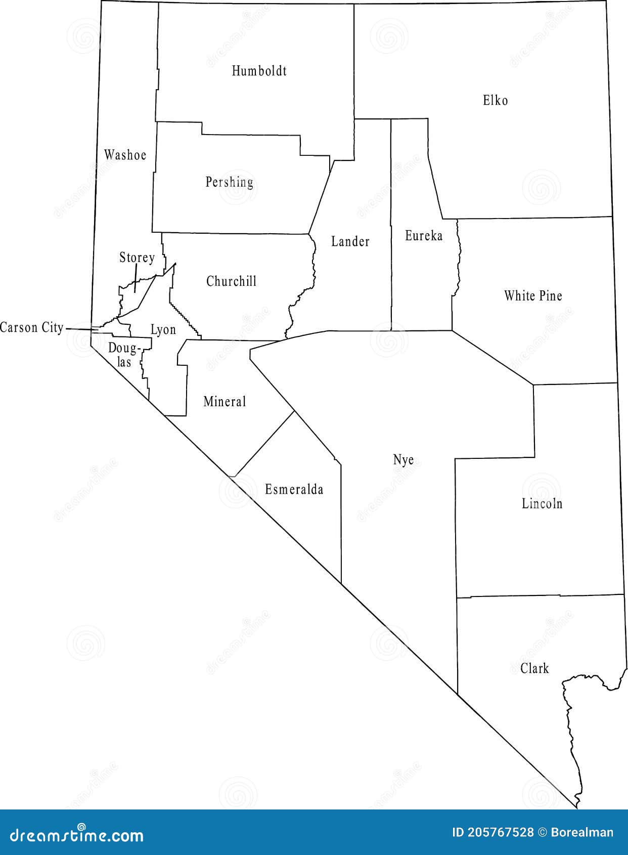 Map of the Nevada stock vector. Illustration of federal - 205767528