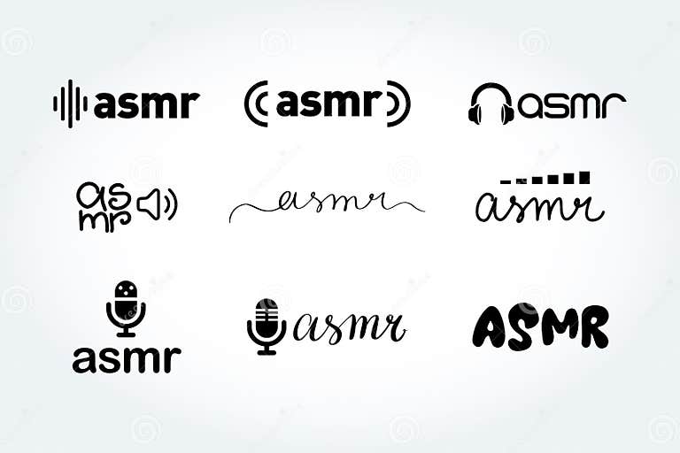 ASMR Vector Logos Set. Sound Microphone Asmr Vector Icons . Outline ...