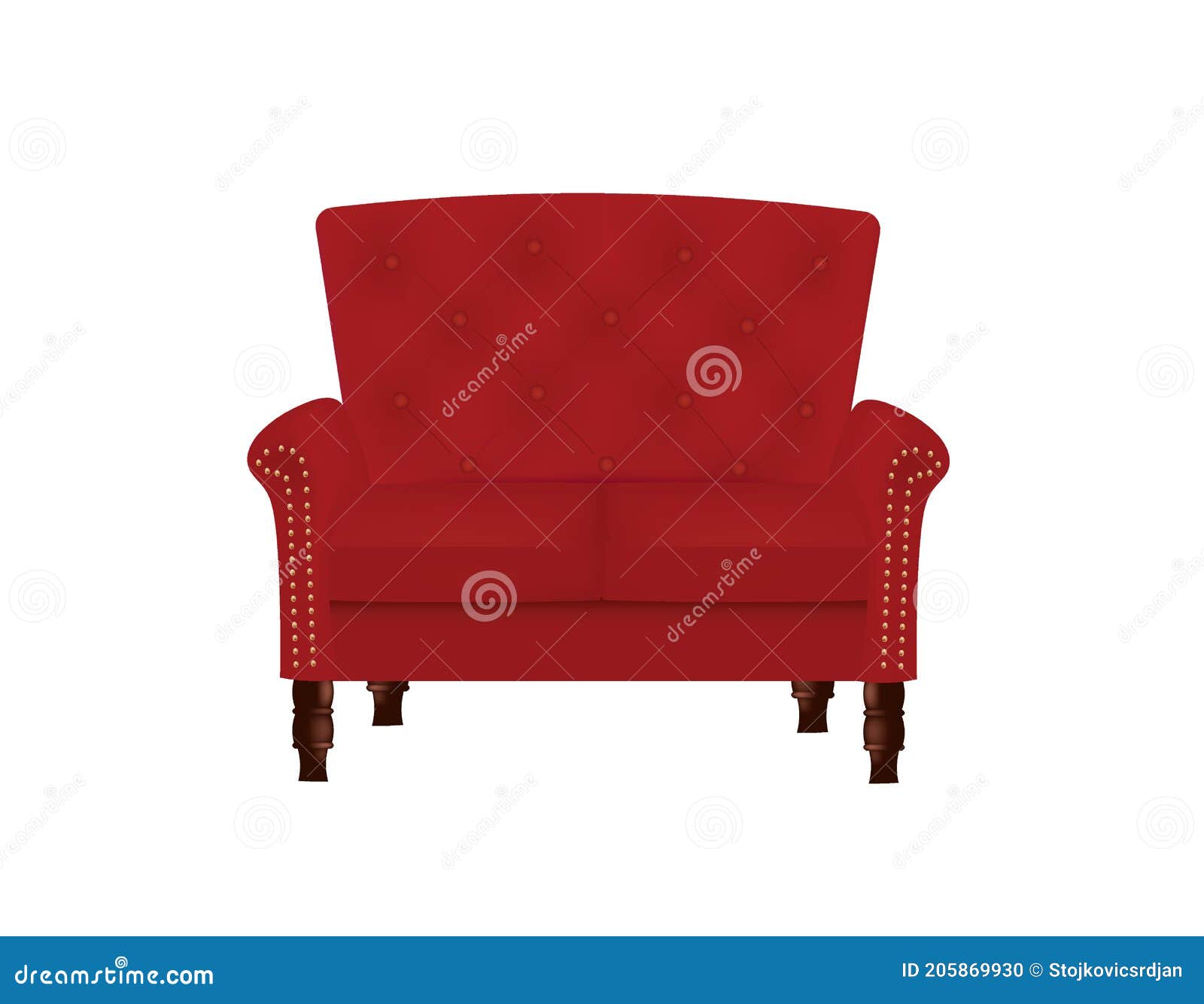 Royal red sofa stock vector. Illustration of house, isolated - 205869930