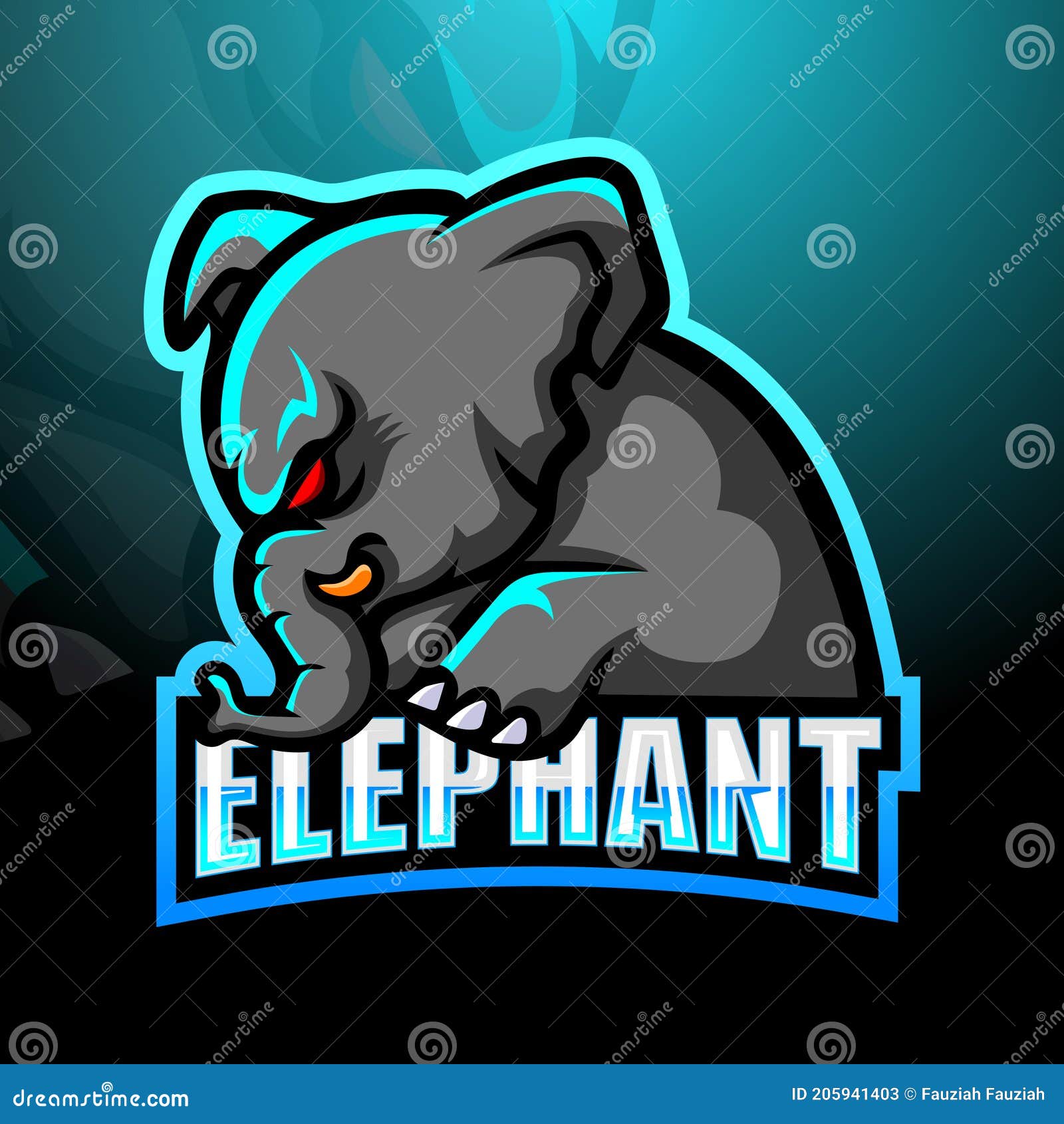 Elephant Mascot Esport Logo Design Stock Vector - Illustration of ...