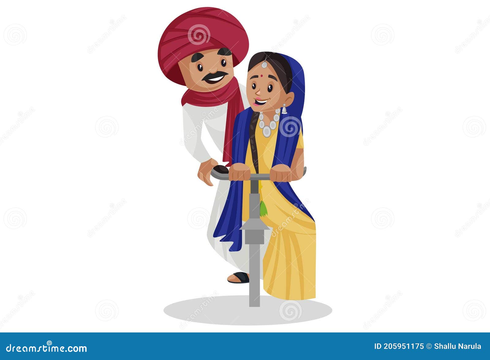 Gujarati Couple In Traditional Costume Of Gujarat, India Cartoon Vector ...