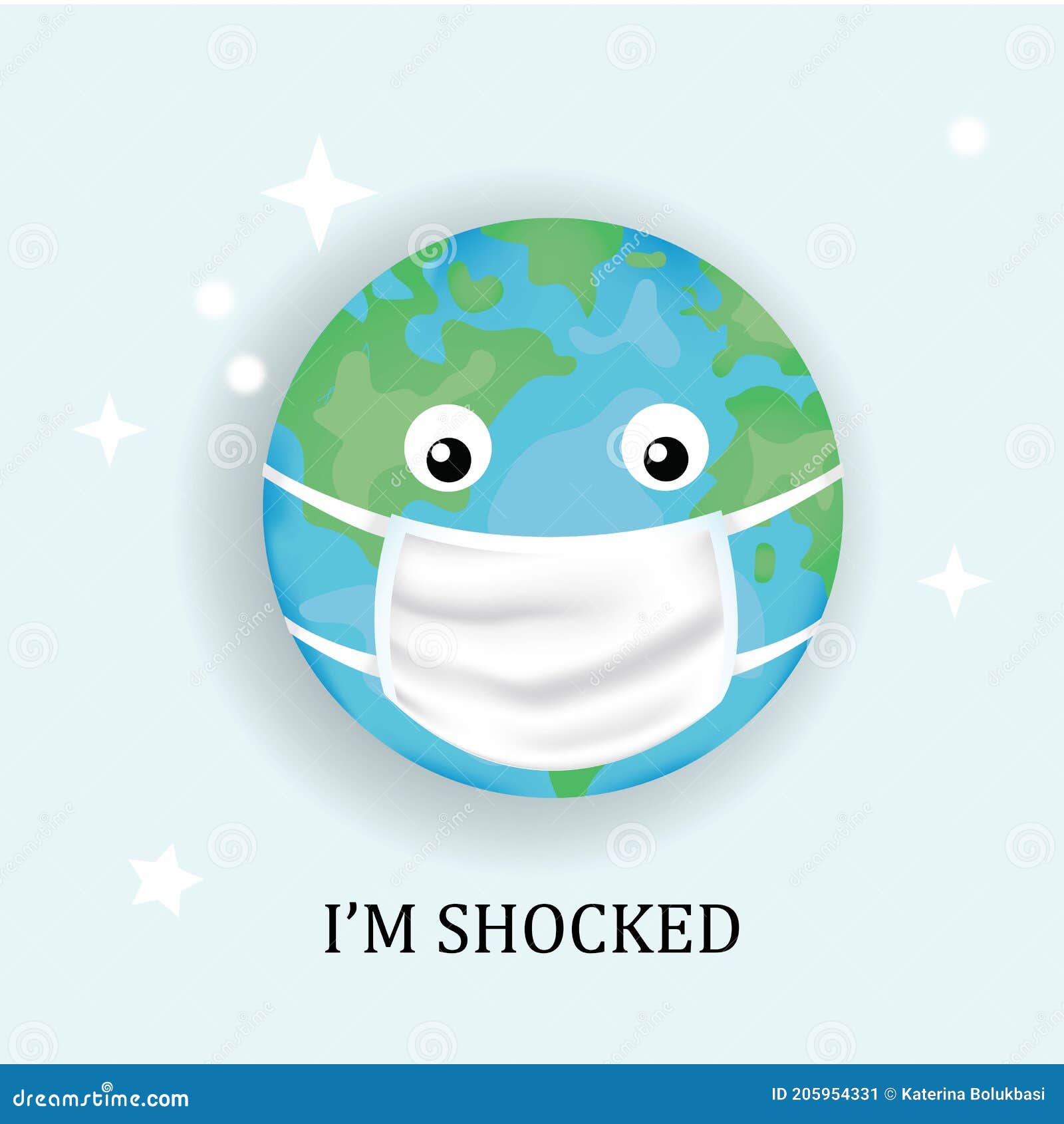 Masked Earth Funny Illustration Coronavirus Planet Poster Stock Vector ...