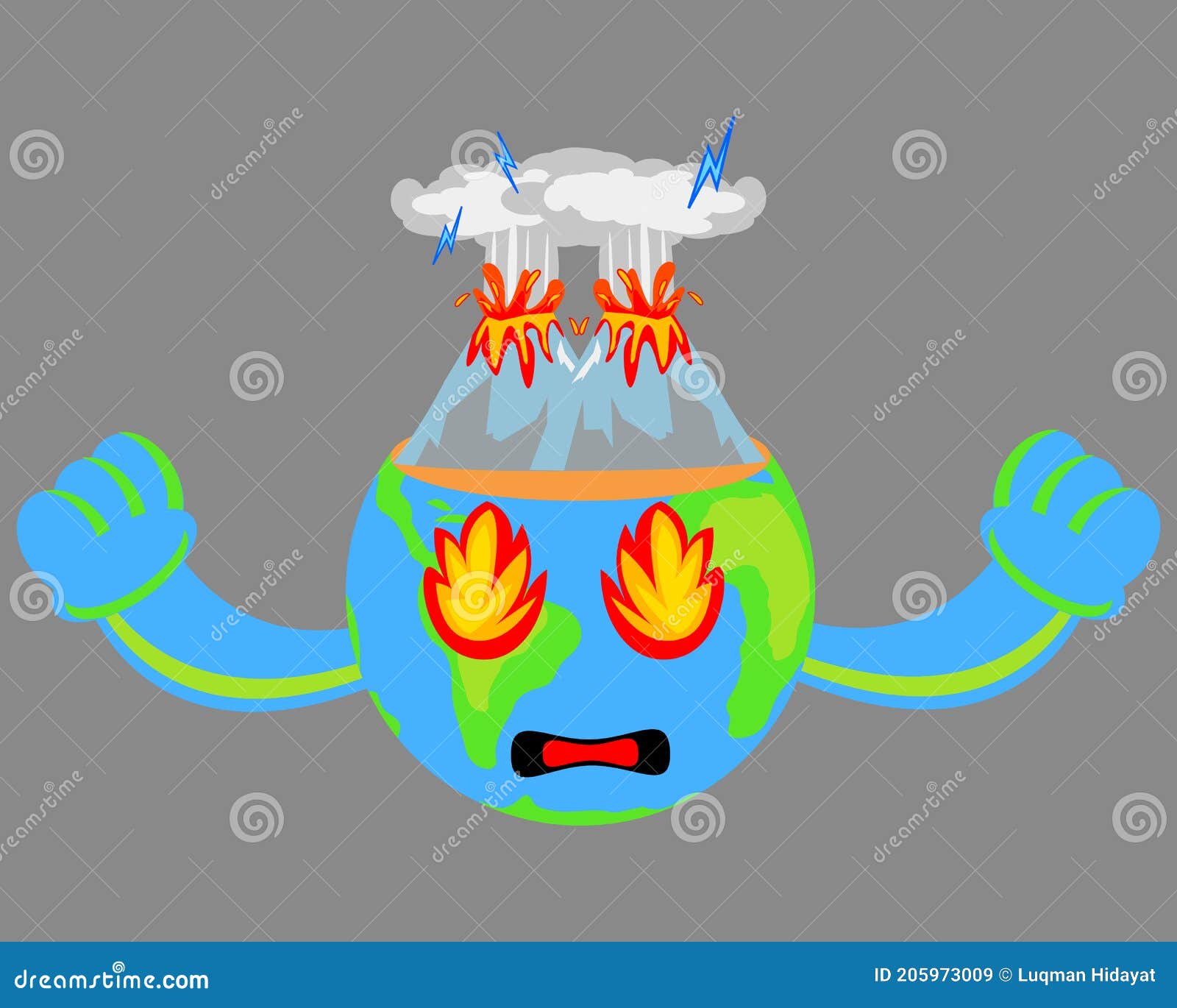 Illustration Cartoon Character of Disaster the Mountain Erupted Stock ...