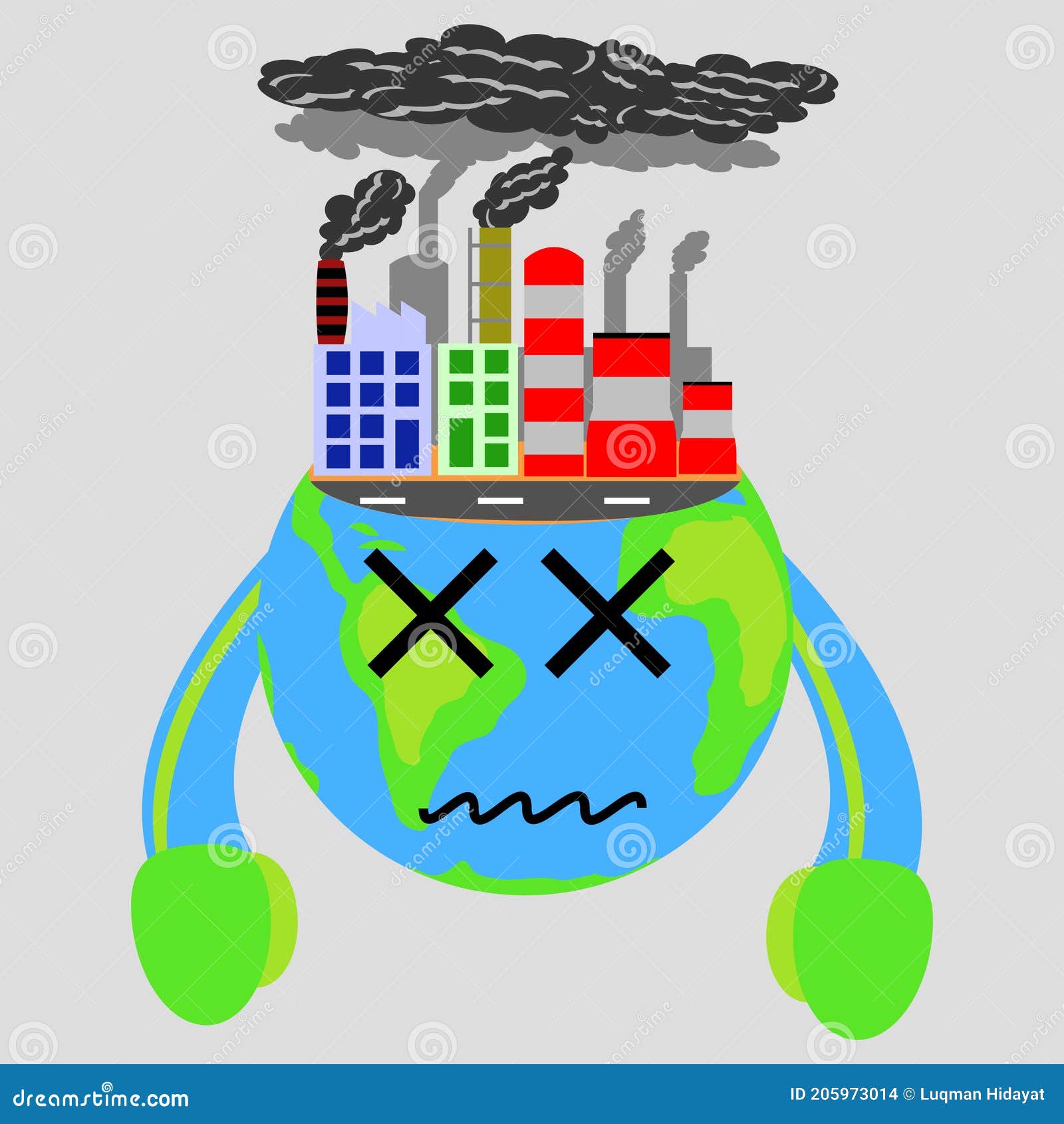 Illustration Cartoon Character of Earth with Excessive Air Pollution ...