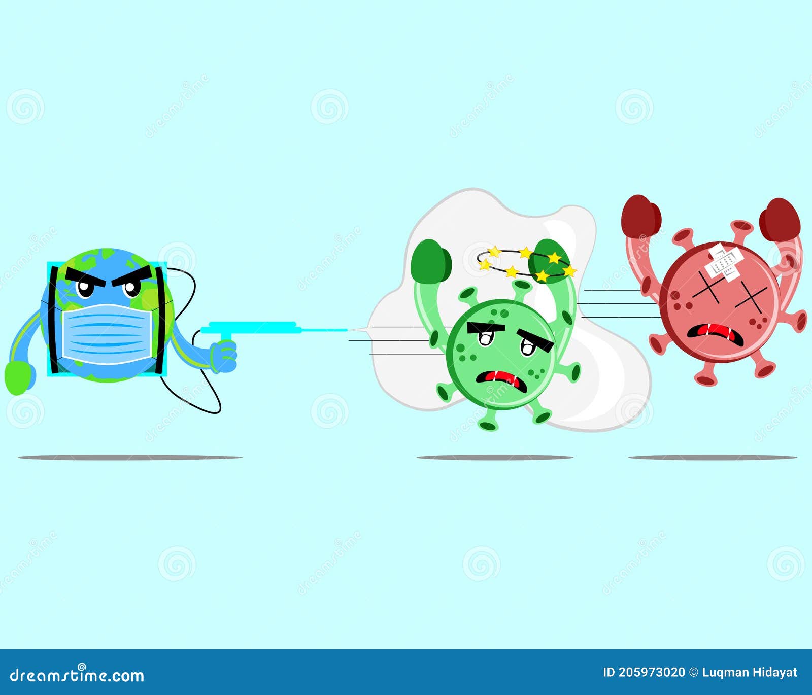 Illustration Cartoon Character of Earth Fight the Virus Outbreak Stock ...